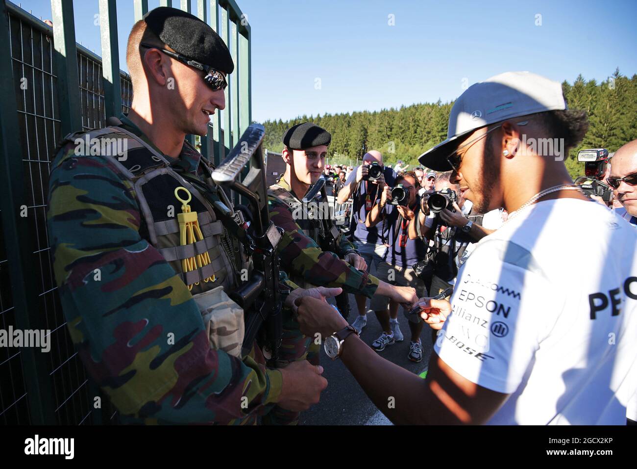 Mercedes amg f1 signs autographs for armed guards hi-res stock ...