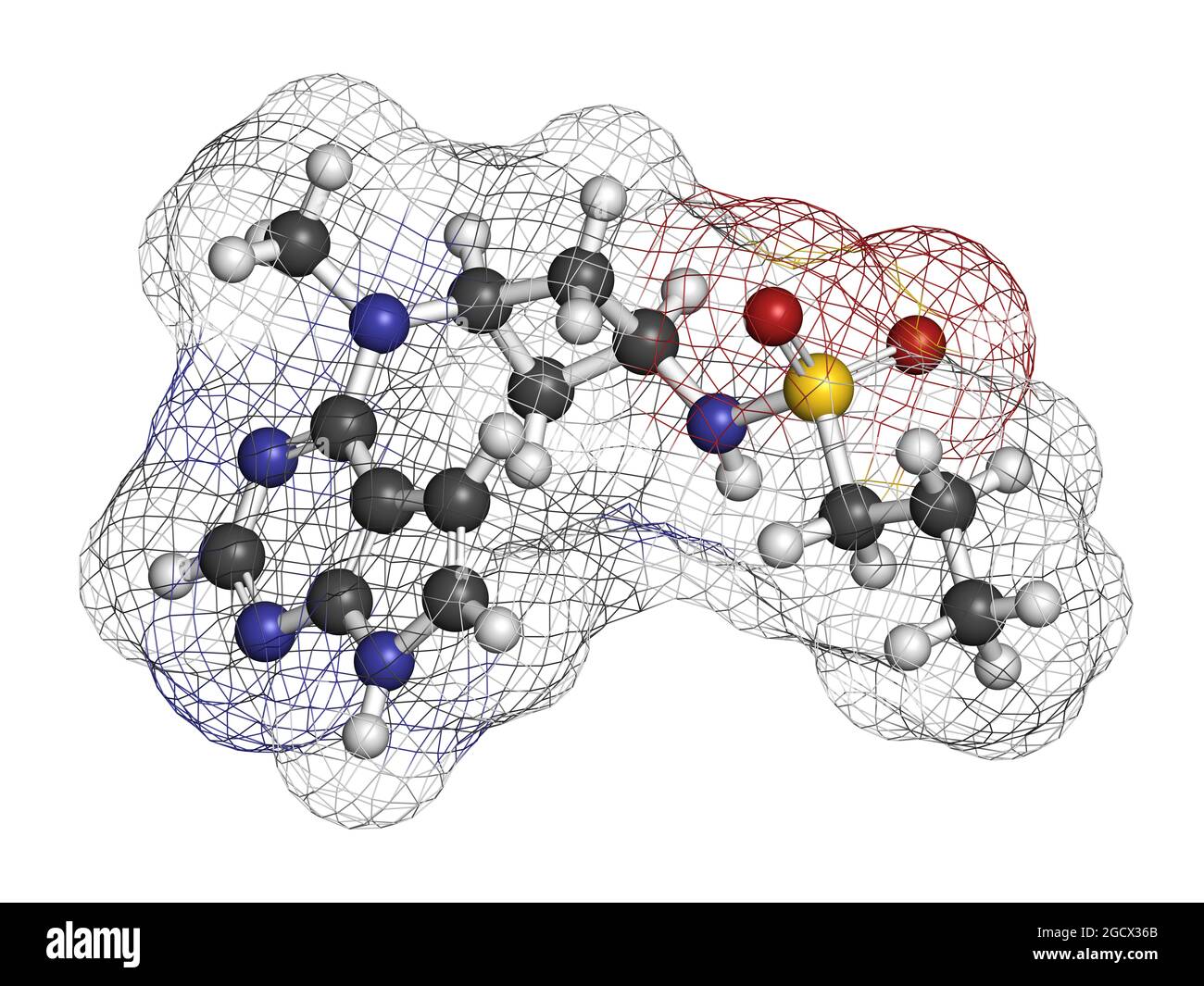 Abrocitinib atopic dermatitis drug molecule (JAK1 inhibitor). 3D ...