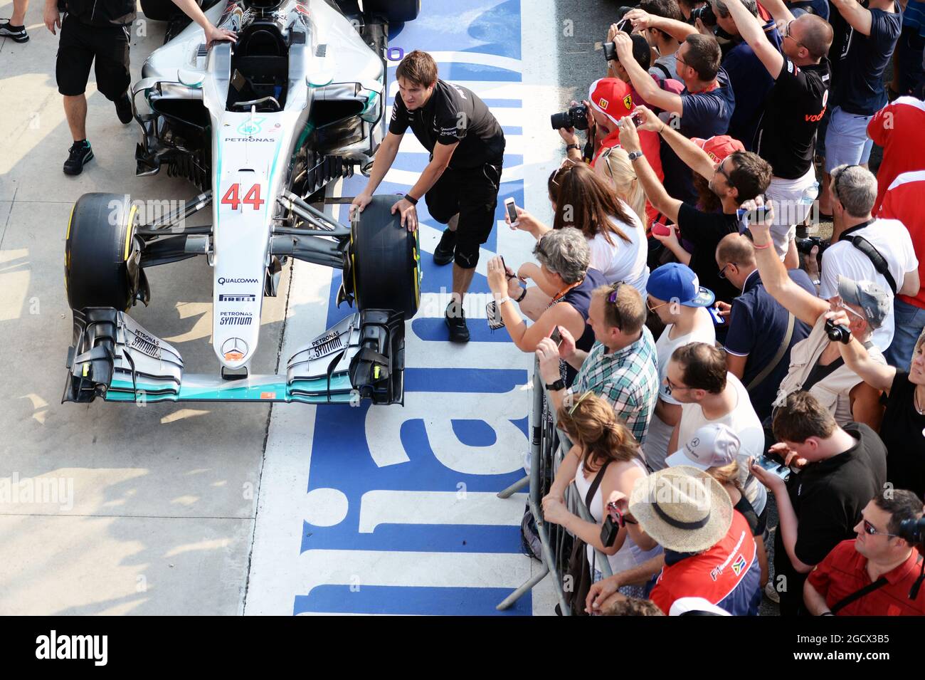 Mercedes amg f1 pushed pass fans in pits hi-res stock photography and ...