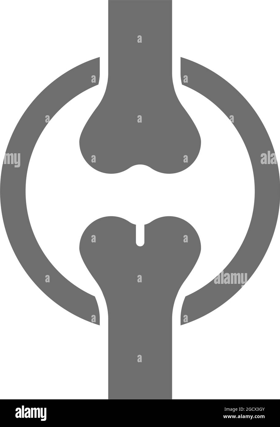 Knee joint, bones grey icon. Isolated on white background Stock Vector ...