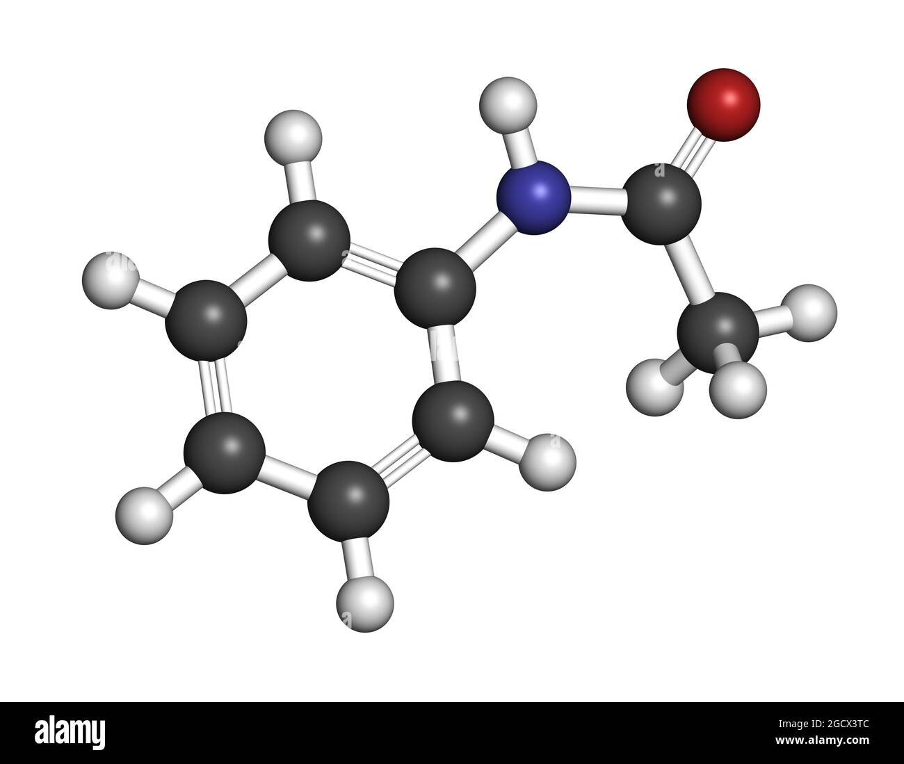 Acetanilide analgesic drug molecule (obsolete). 3D rendering Stock ...