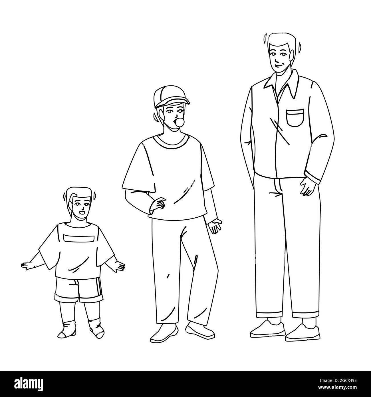 Growing Boy From Little Baby To Adult Man Vector Stock Vector Image ...