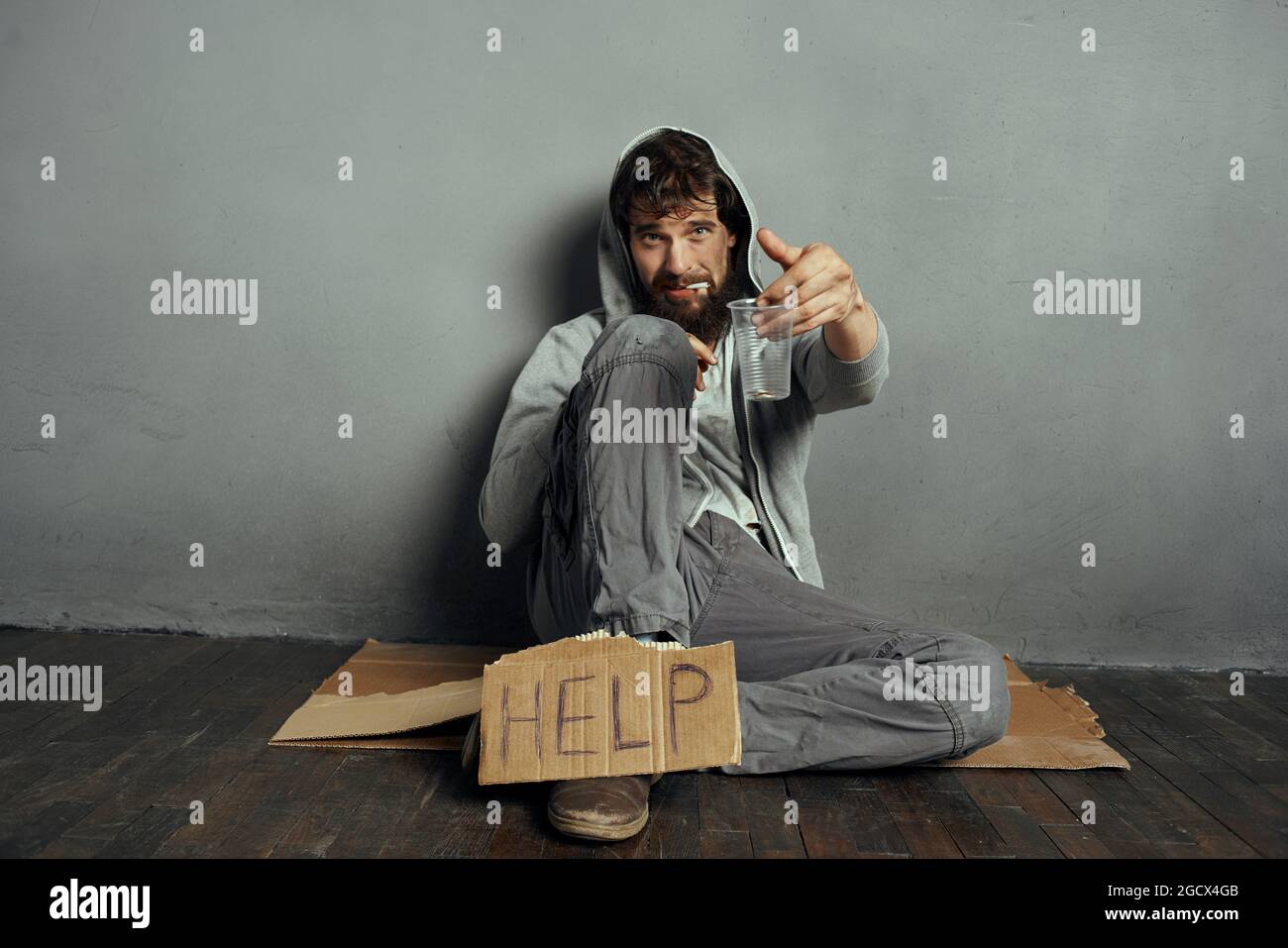 Old tramp on street beard hi-res stock photography and images - Alamy