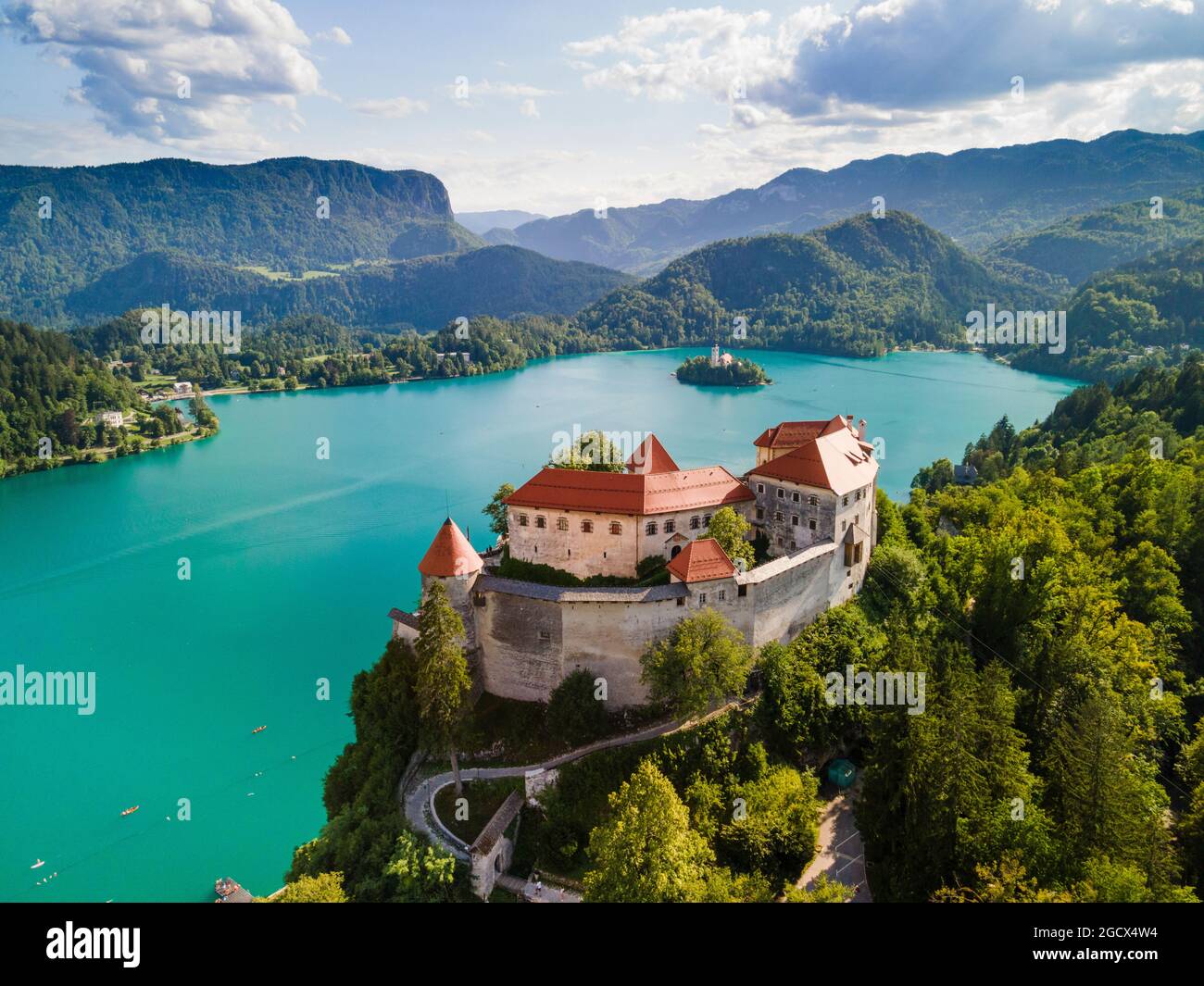 Bled Castle Blejski Grad Overlooking Lake Bled In Slovenia Stock Photo Bled Castle Blejski Grad Overlooking Lake Bled In Slovenia Stock Photo