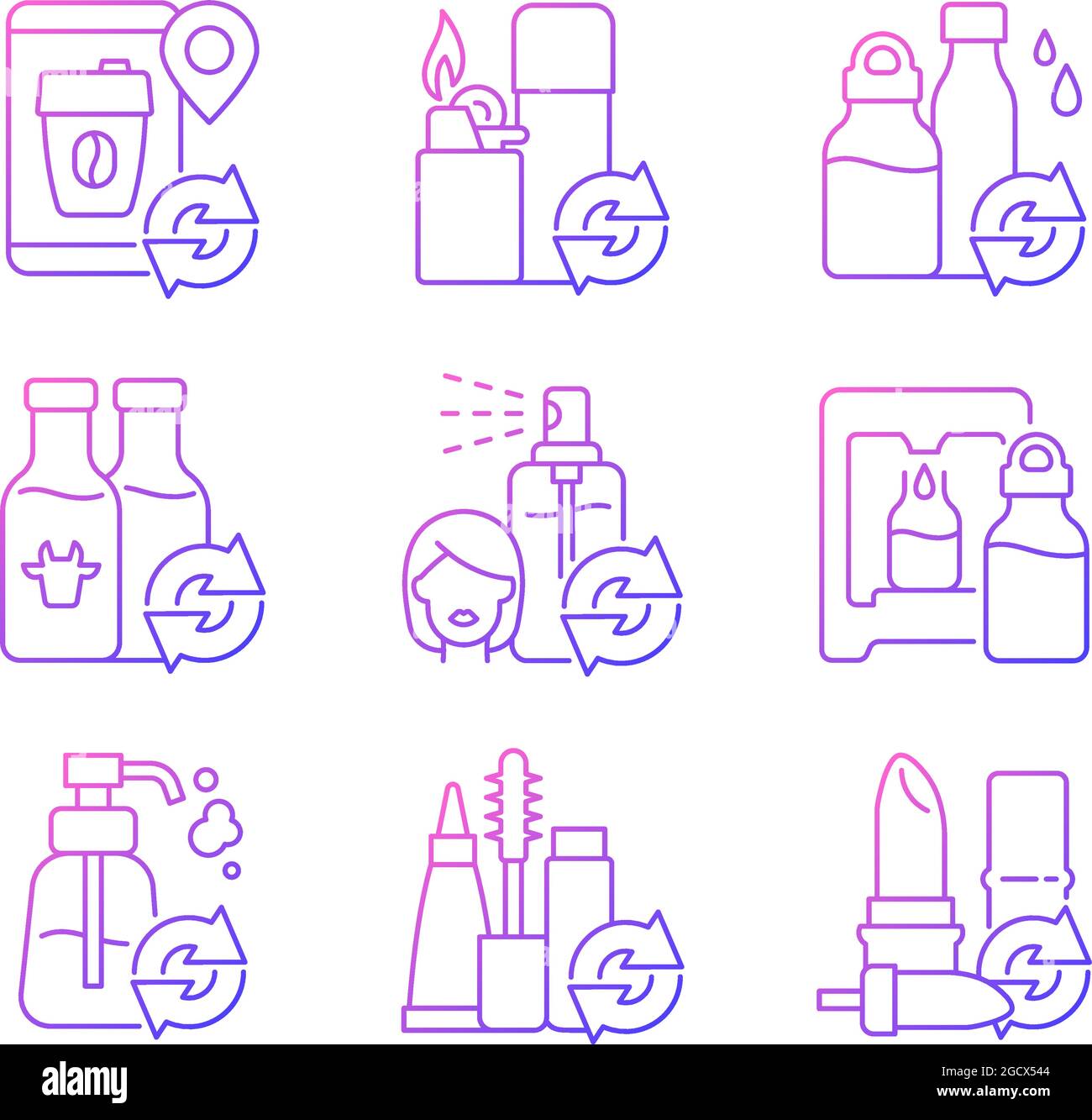 Refillable products gradient linear vector icons set Stock Vector Image ...