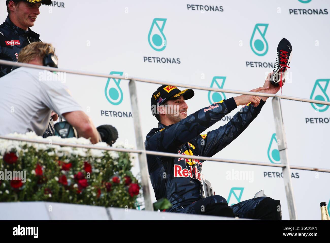 Race winner Daniel Ricciardo (AUS) Red Bull Racing celebrates on the ...