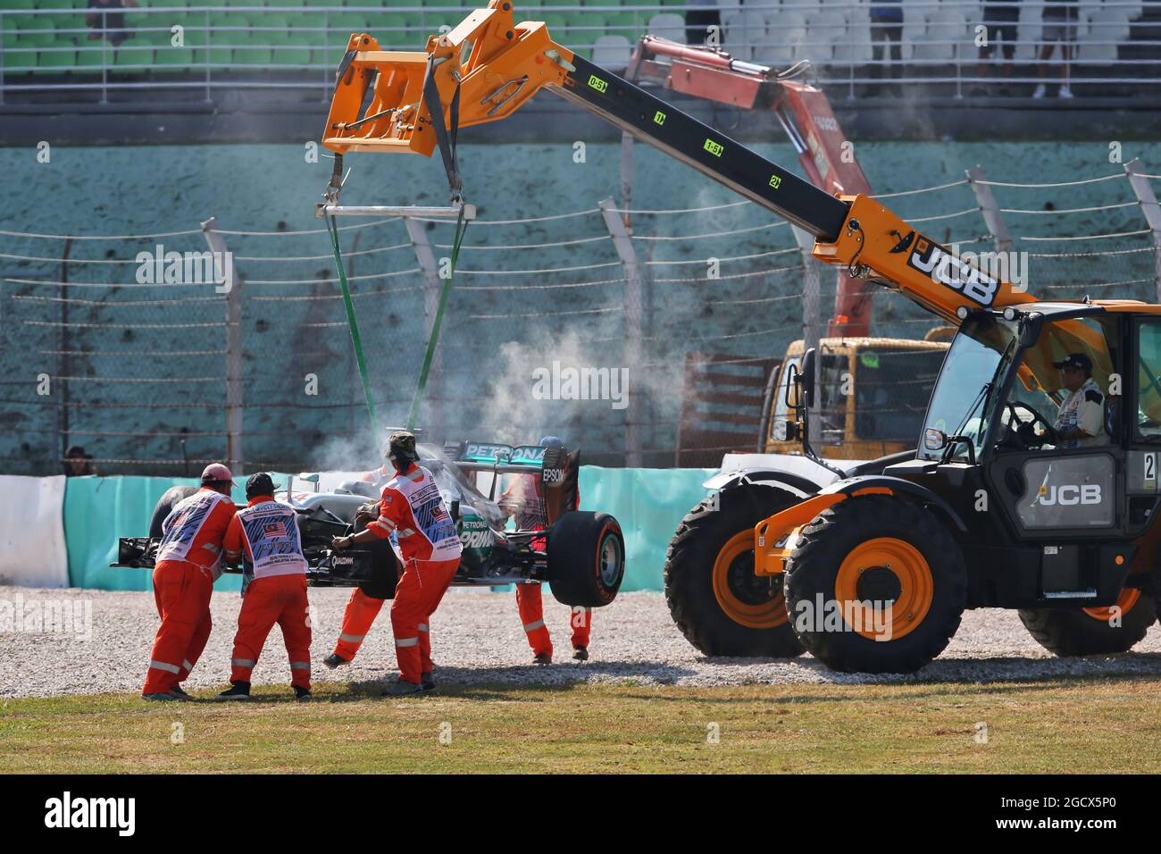 Mercedes amg f1 w07 hybrid retired from race blown engine hi-res stock ...