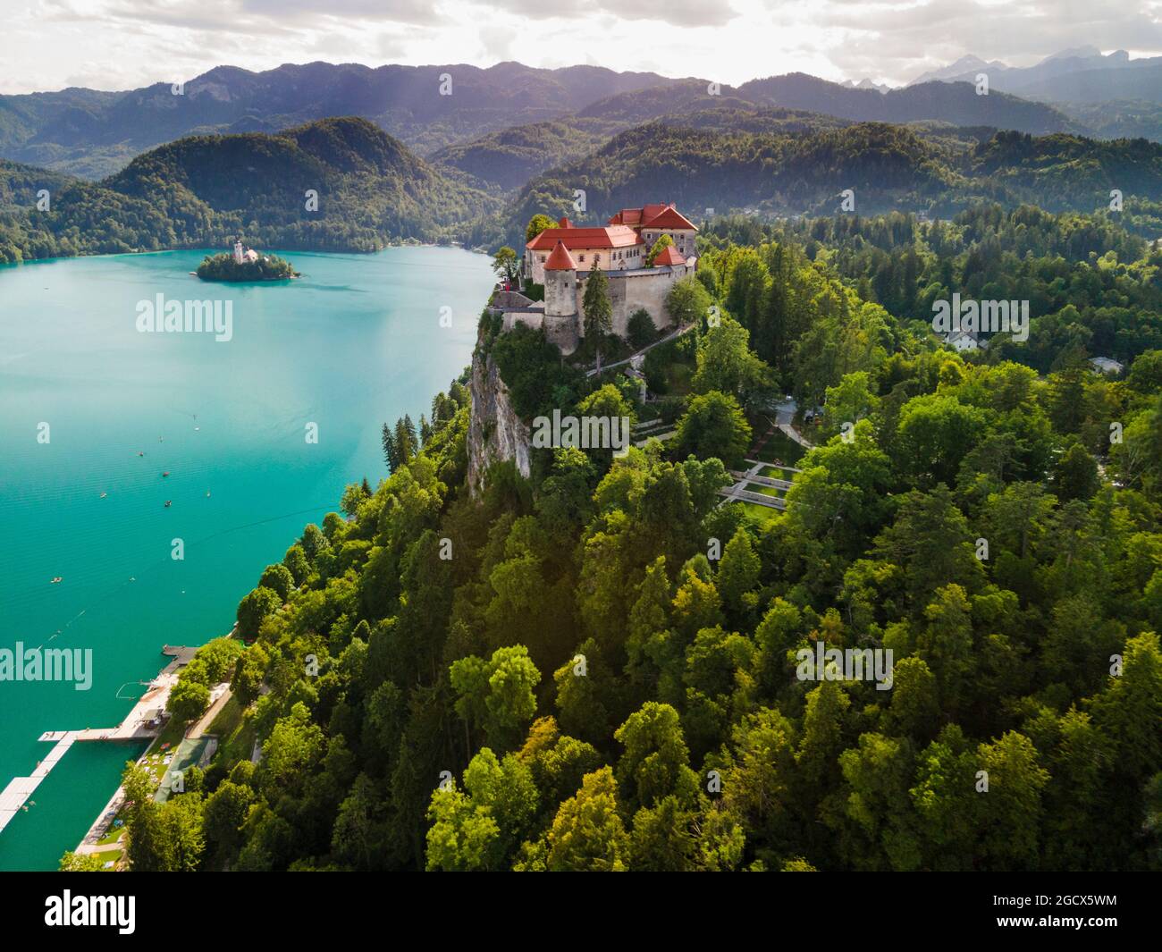 Bled Castle Blejski Grad Overlooking Lake Bled in Slovenia Stock Photo ...