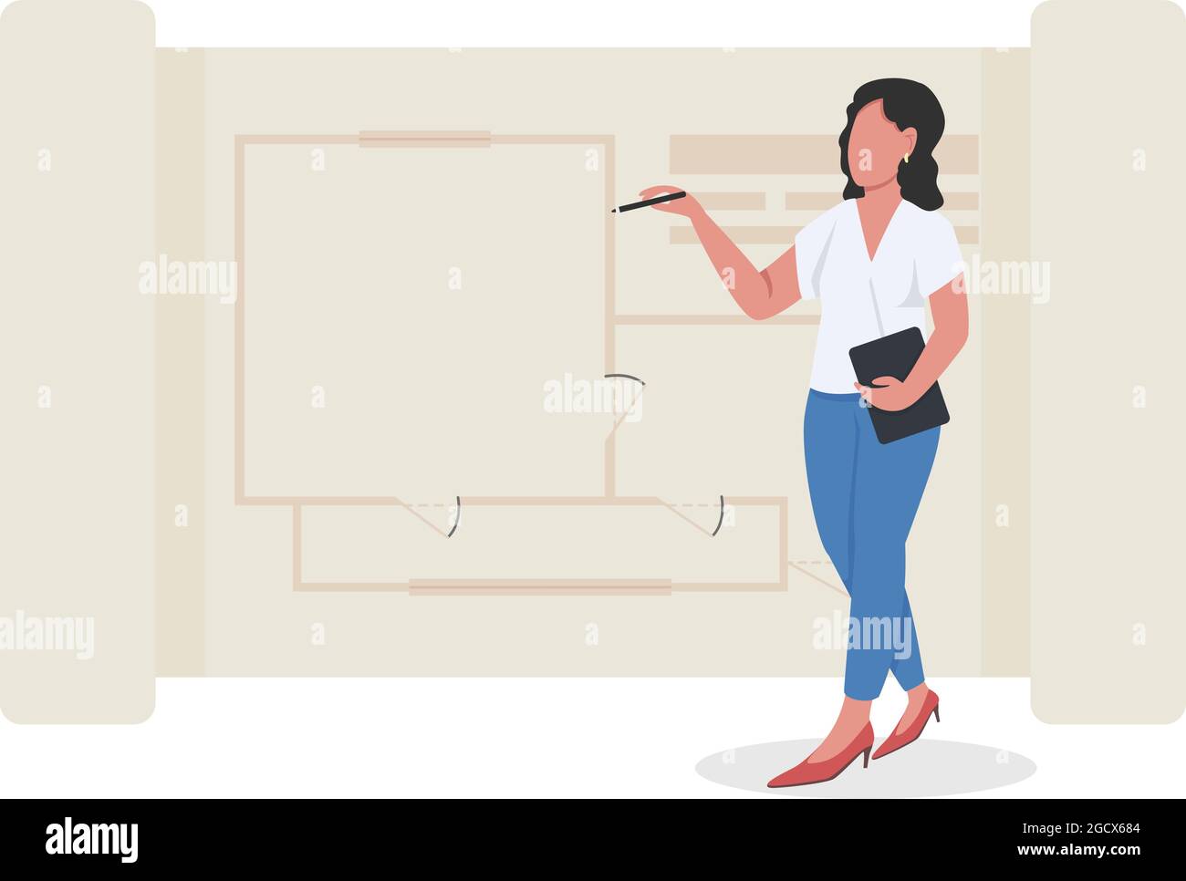 Woman designer house plan Cut Out Stock Images & Pictures - Alamy