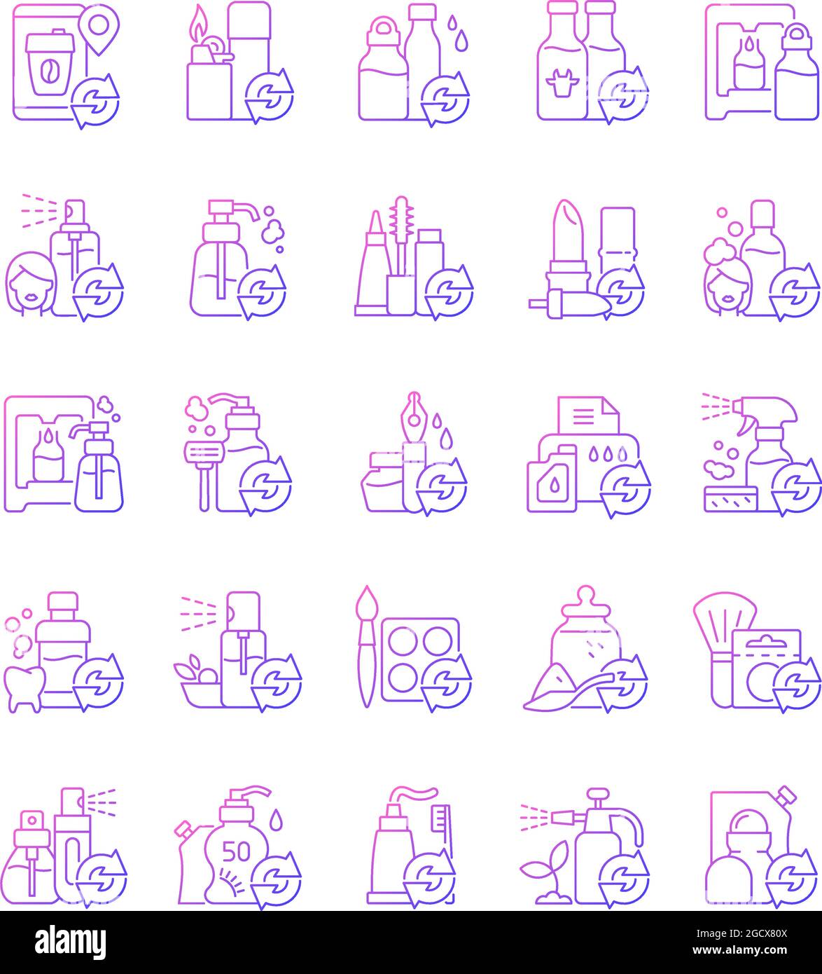 Refill options gradient linear vector icons set Stock Vector Image ...