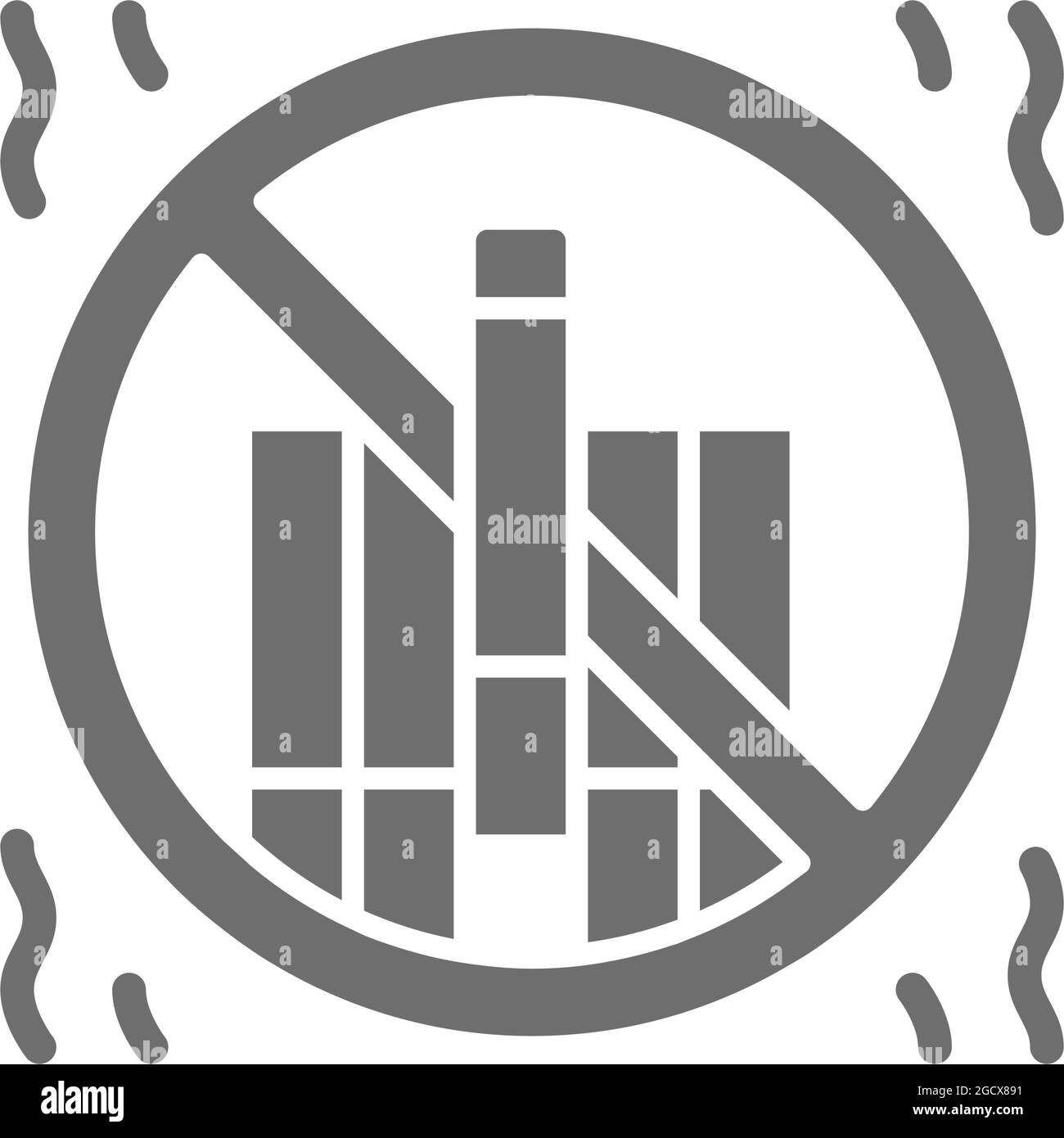 Forbidden sign with cigarettes, no smoking grey icon Stock Vector Image ...