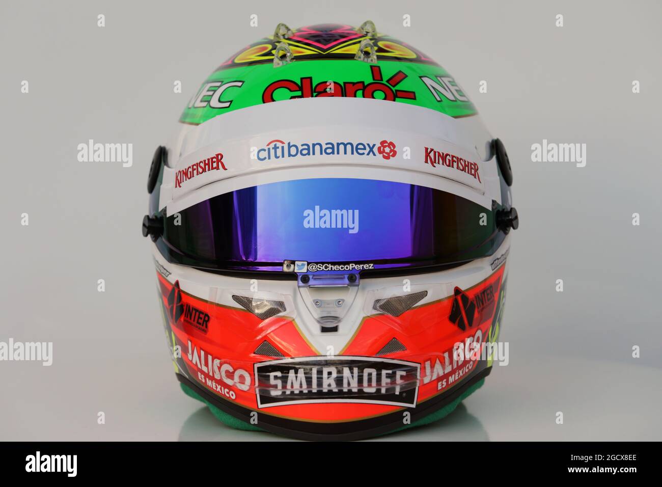 The helmet of Sergio Perez (MEX) Sahara Force India F1. Mexican Grand ...