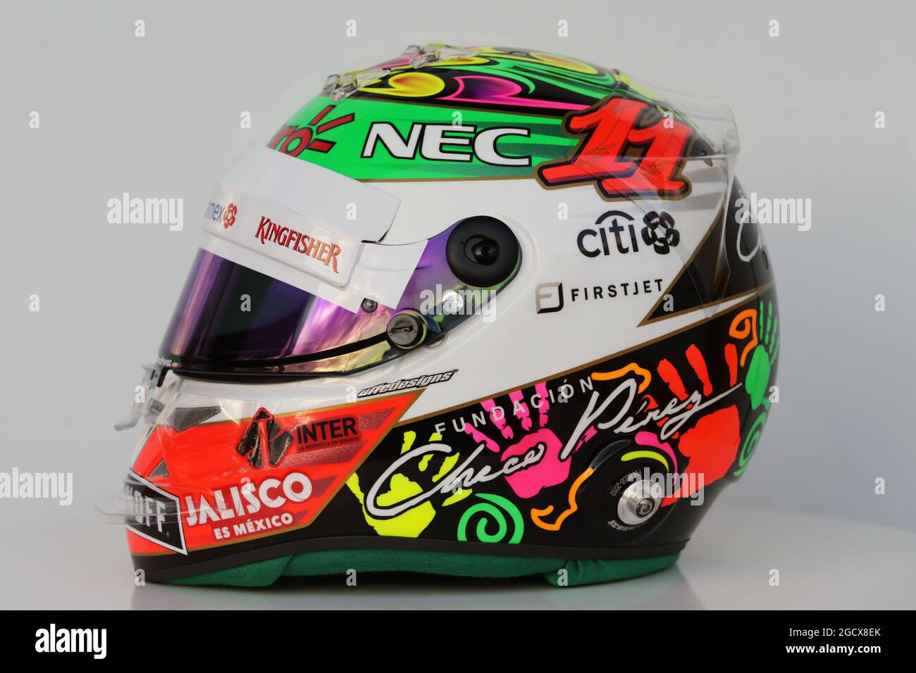 The helmet of Sergio Perez (MEX) Sahara Force India F1. Mexican Grand ...