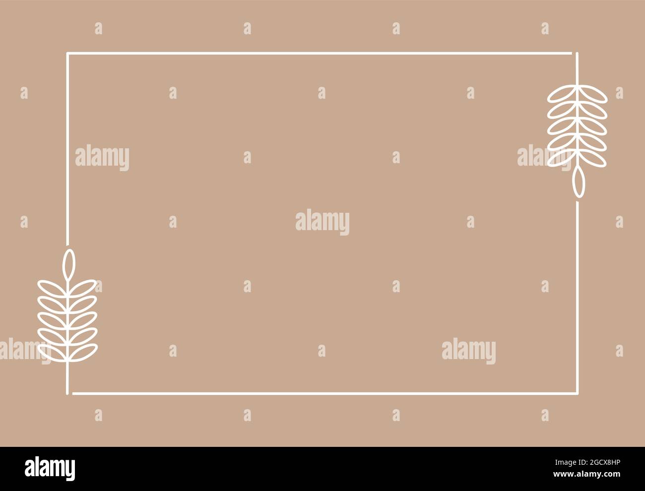 Plant branch in a rectangular frame, with place for text for posters ...