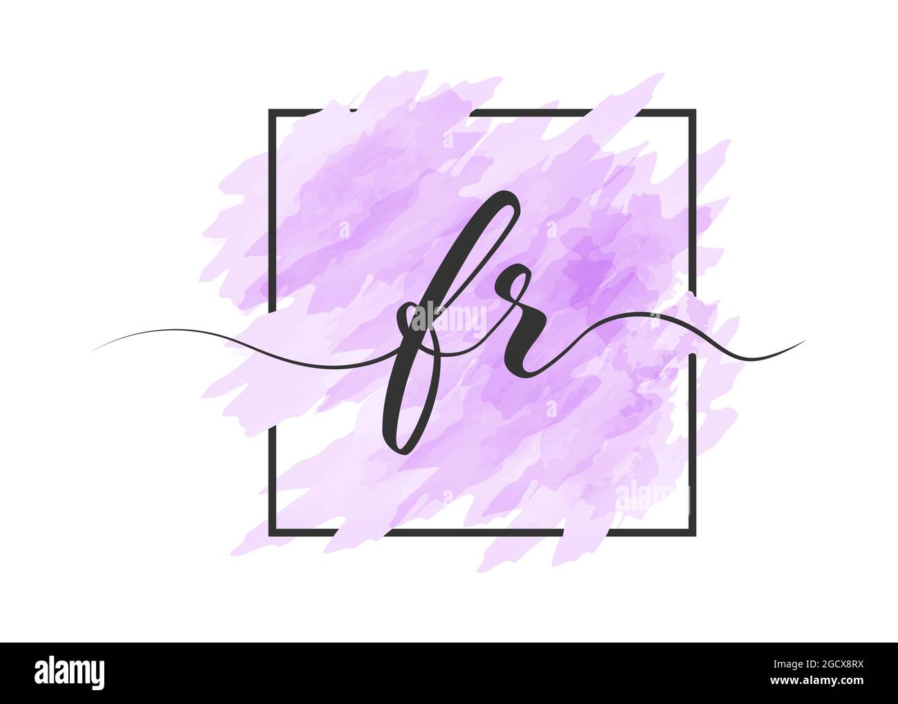 calligraphic lowercase letters F and R are written in a solid line on a ...