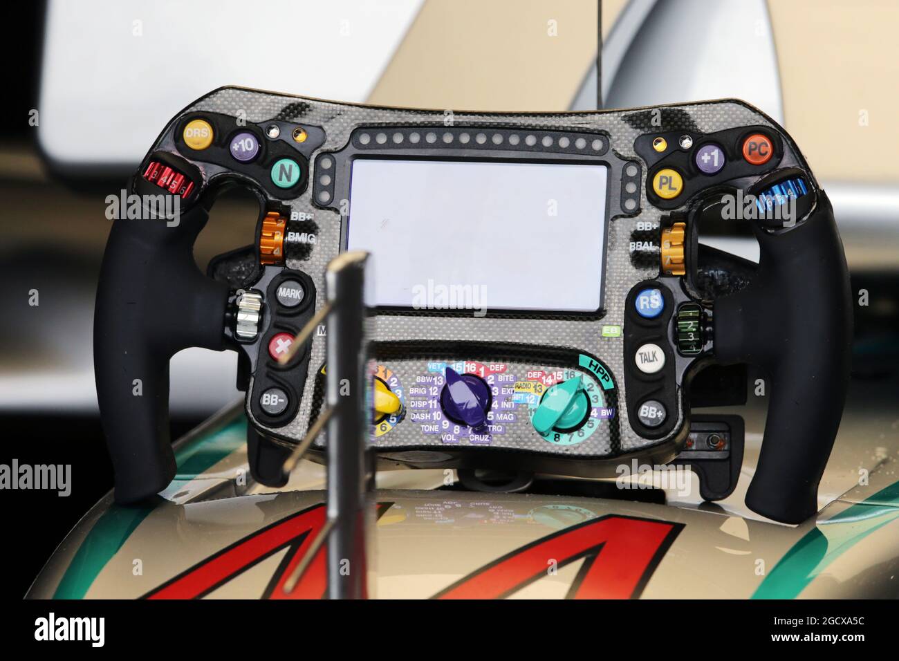 Steering wheel of lewis hamilton hi-res stock photography and images - Alamy