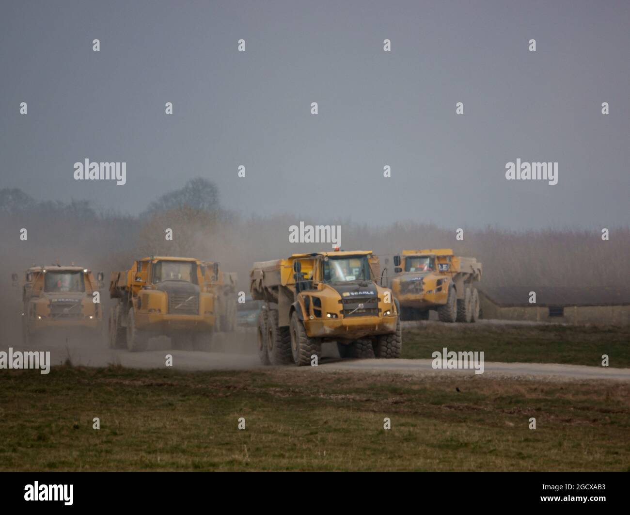 yellow Volvo A40E, A40F articulated dump truck earth movers with 25 ...