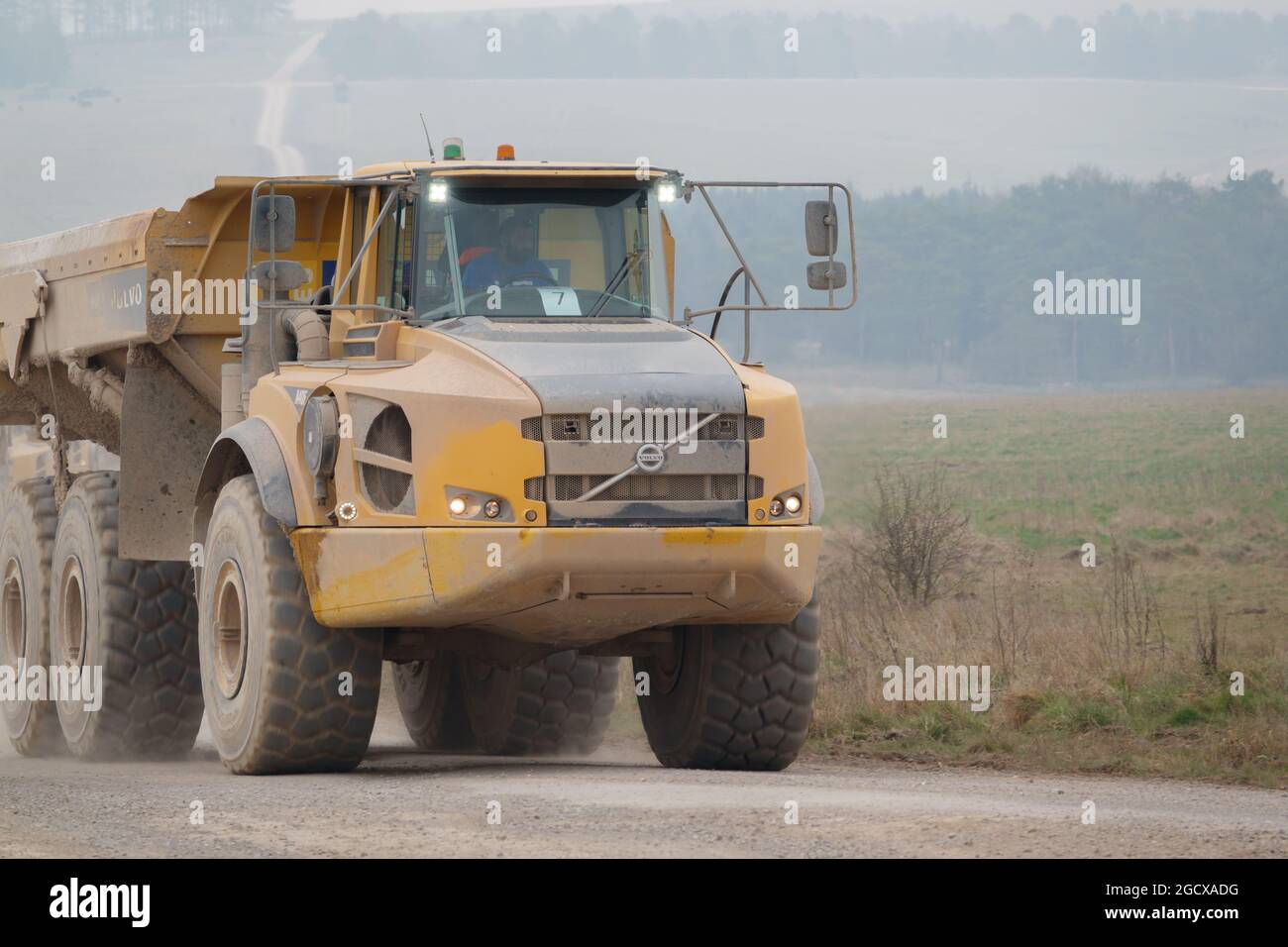 yellow Volvo A40E, A40F articulated dump truck earth mover with 25 ...