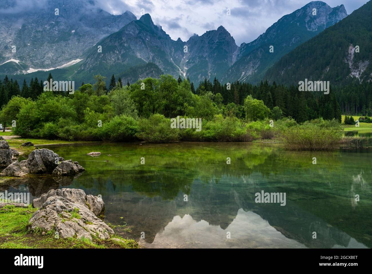 Beautiful Landscape of Alpine Lake and Julian Alps in Italy Stock Photo ...