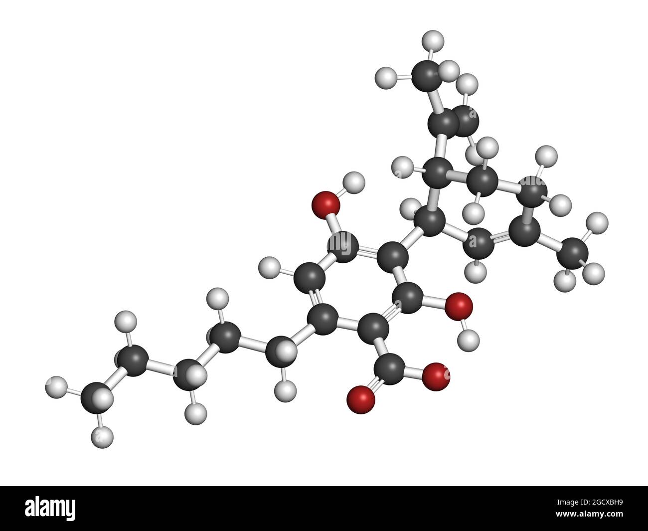 Cannabidiolic acid or CBDA cannabinoid molecule. 3D rendering Stock ...