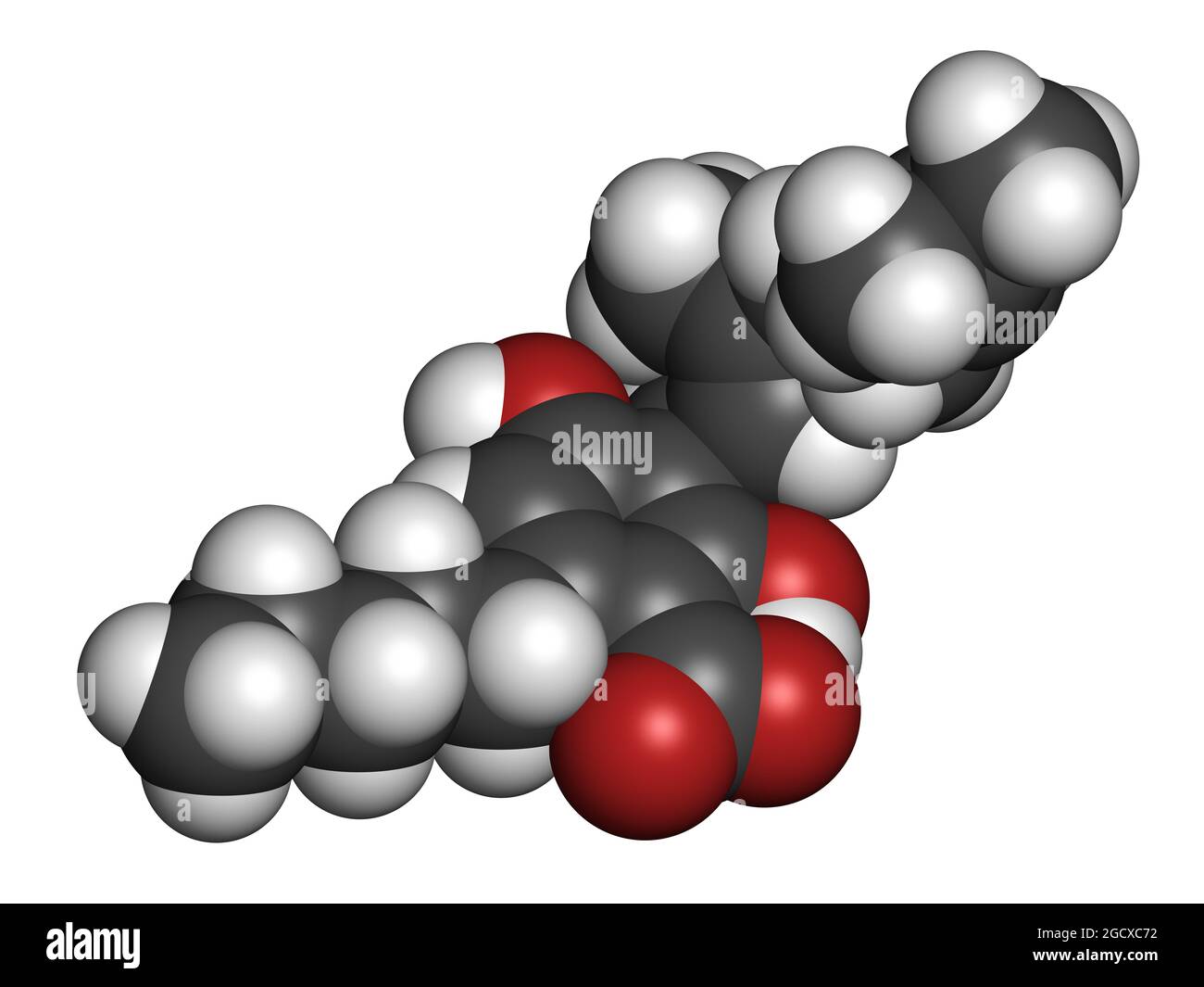 Cannabigerolic acid or CBGA cannabinoid molecule. 3D rendering Stock ...