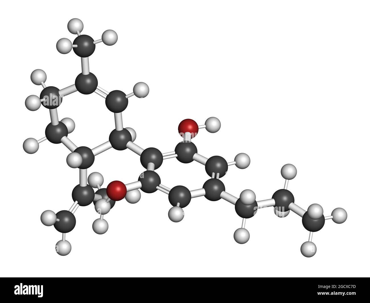 Cannabidivarin or CBDV cannabinoid molecule. 3D rendering Stock Photo ...