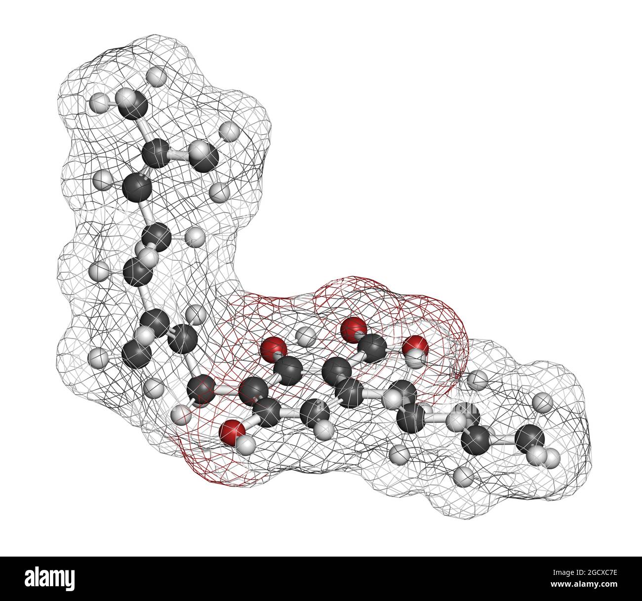Cannabigerolic acid or CBGA cannabinoid molecule. 3D rendering Stock ...