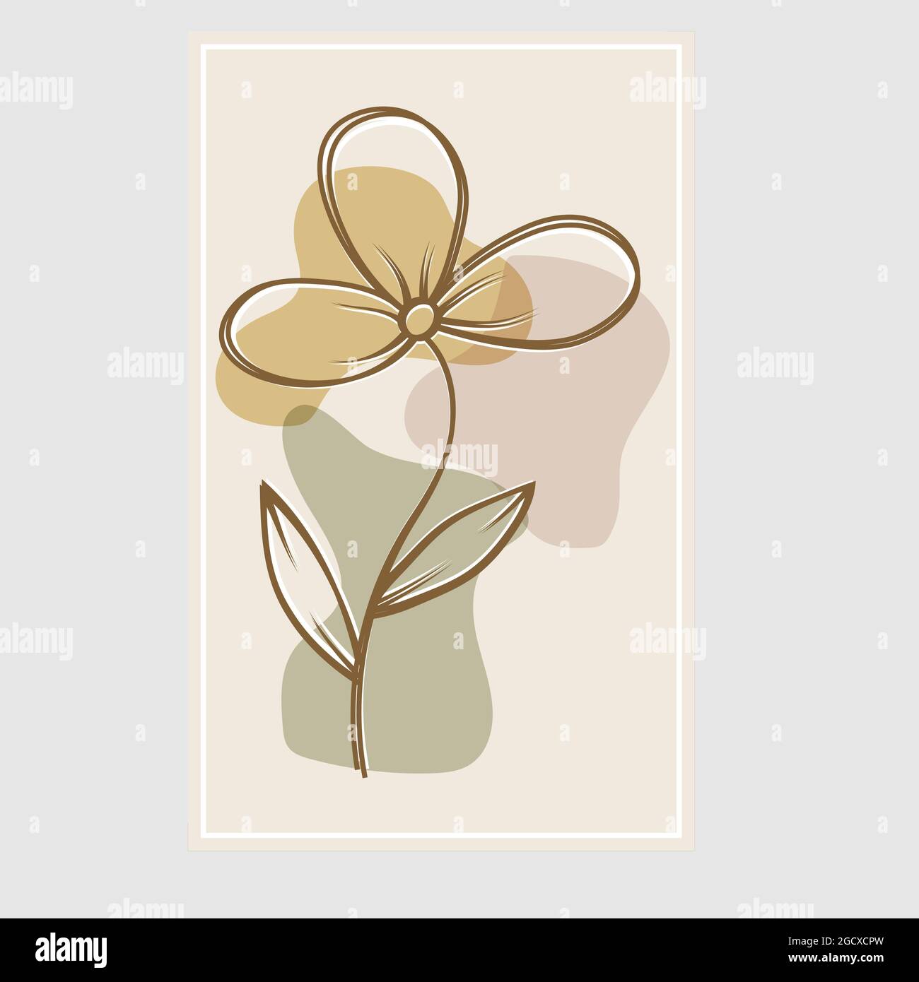 flower is hand-drawn on a colored background with abstract figures. An ...