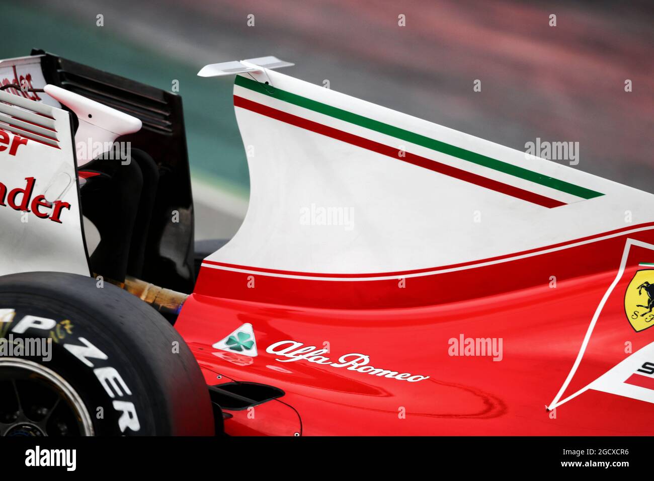 Ferrari SF70H engine cover T-Wing. Formula One Testing, Day 2 ...