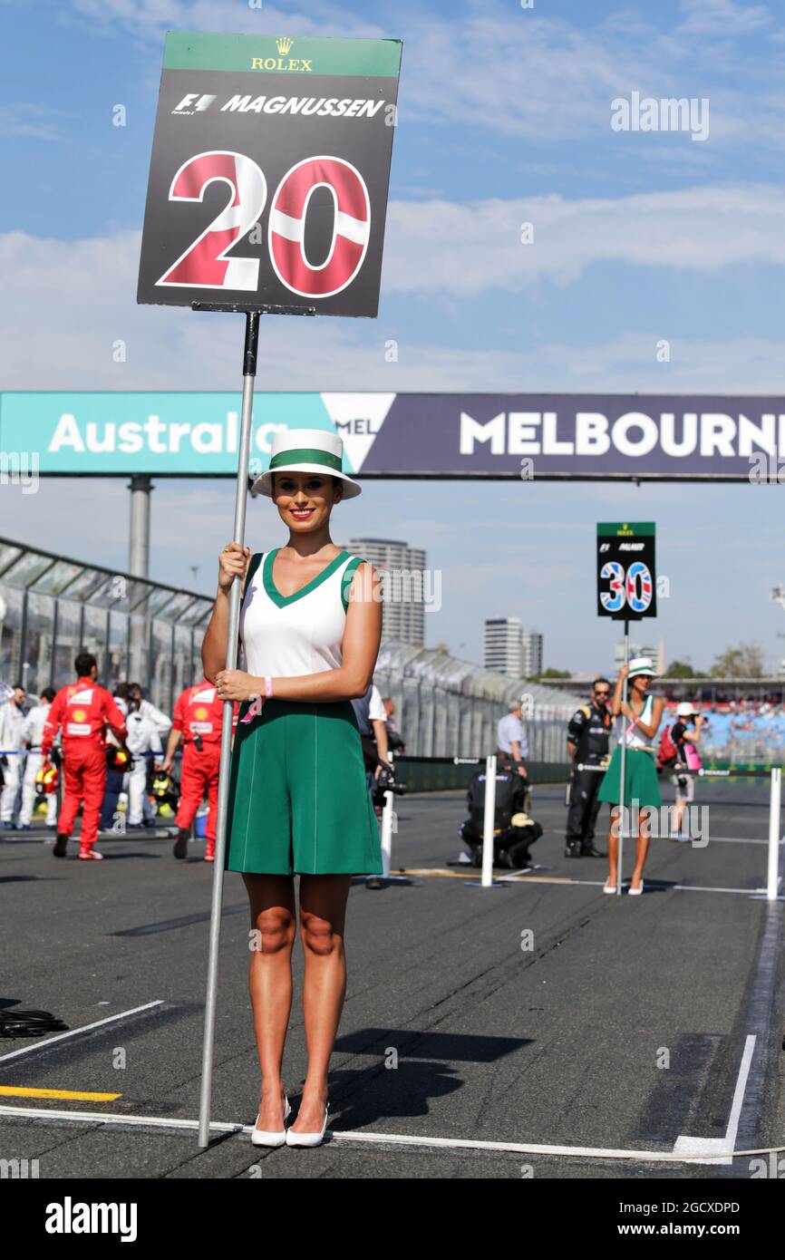 Grid girl for Kevin Magnussen (DEN) Haas F1 Team. Australian Grand Prix ...