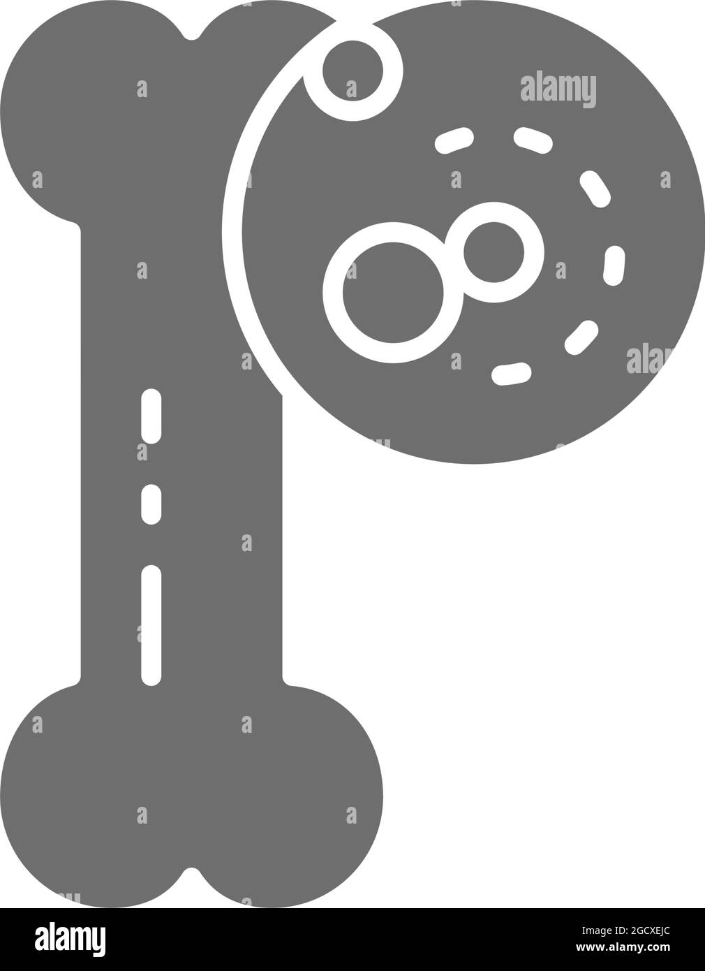 Bone cancer, sarcoma, malignant tumor, oncology grey icon Stock Vector ...