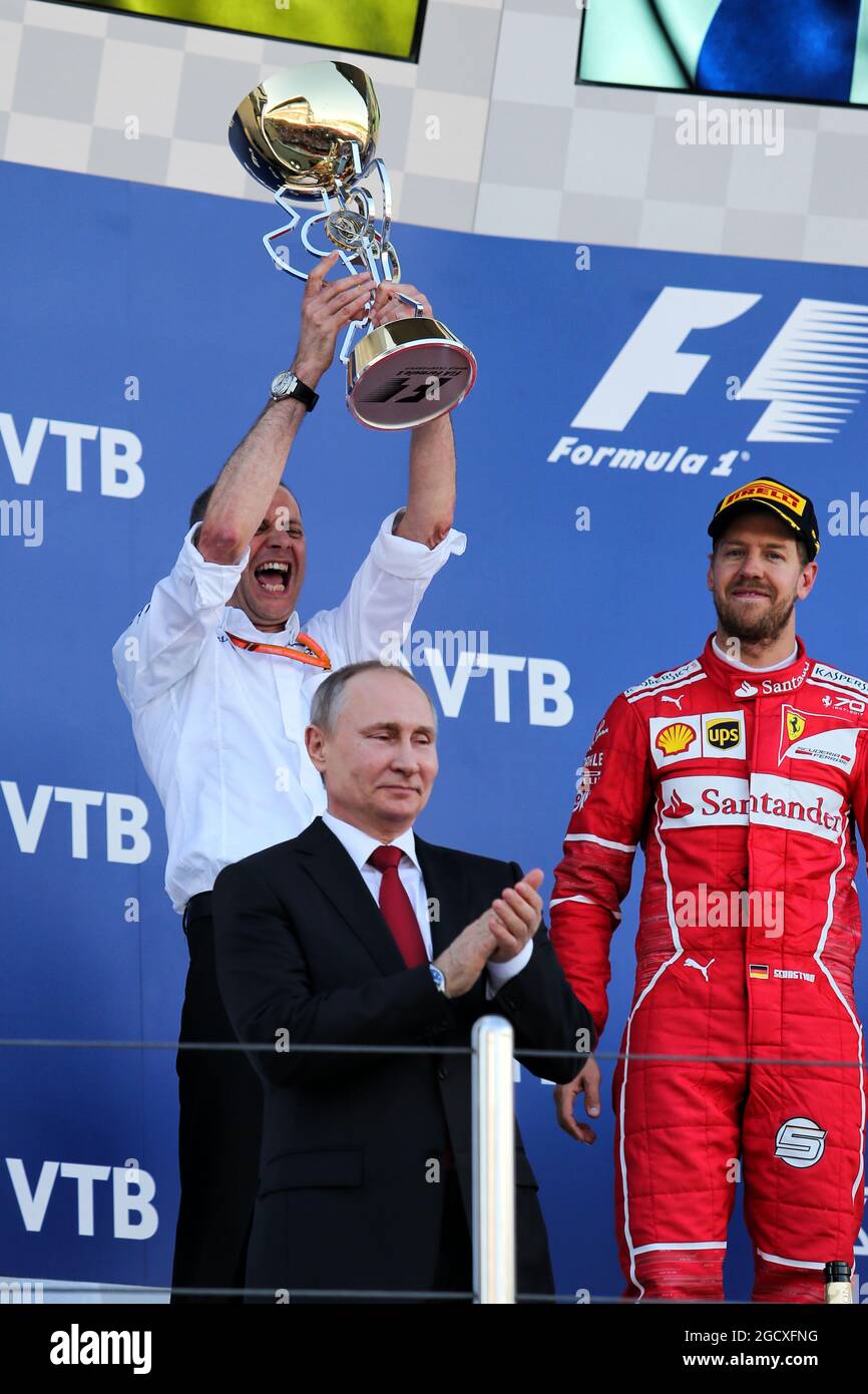 Mercedes amg f1 celebrates on podium vladimir putin hi-res stock ...