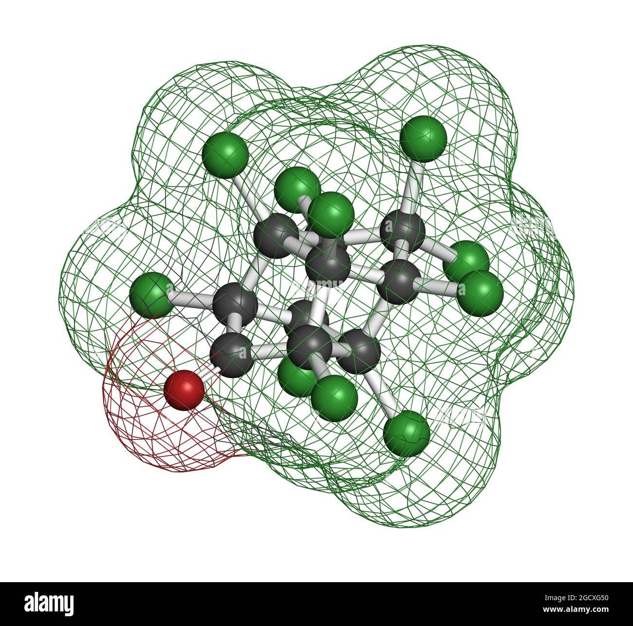 Chlordecone or kepone pesticide molecule. 3D rendering Stock Photo - Alamy