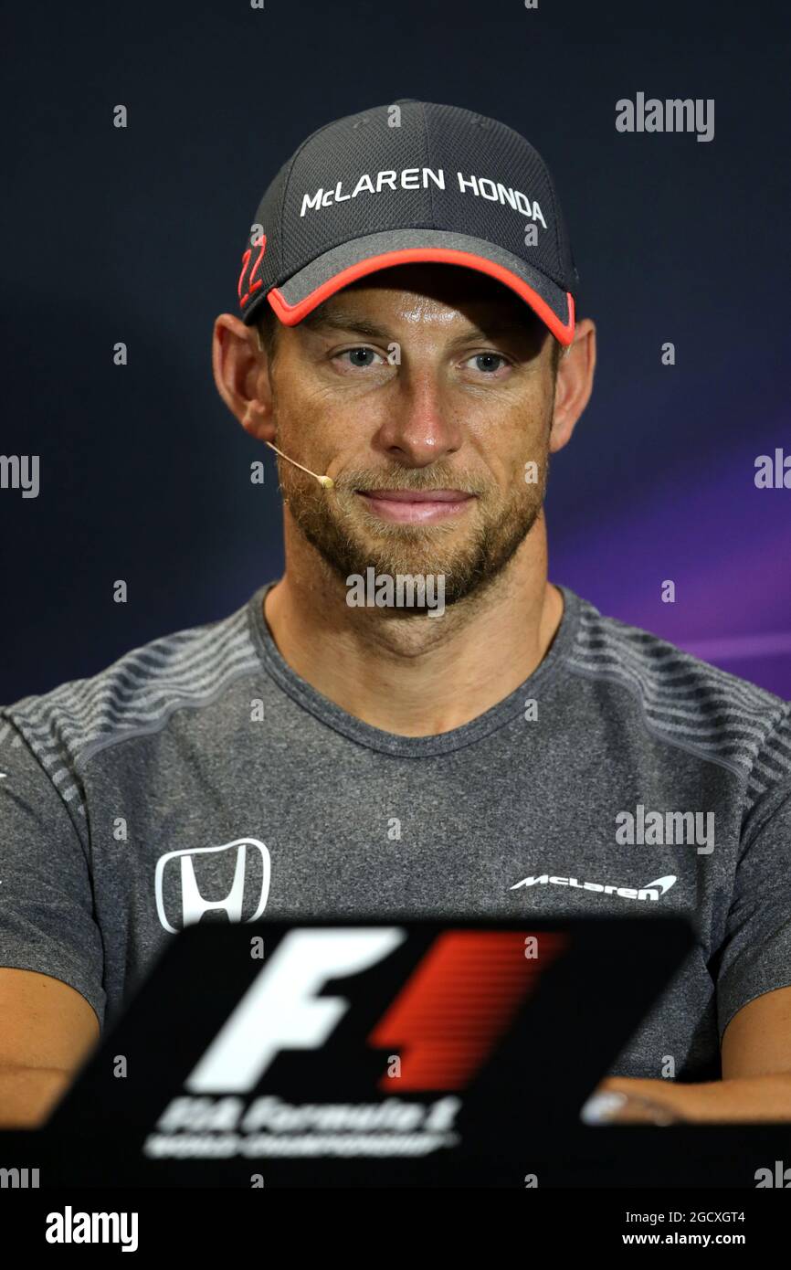 Jenson Button (GBR) McLaren in the FIA Press Conference. Monaco Grand ...