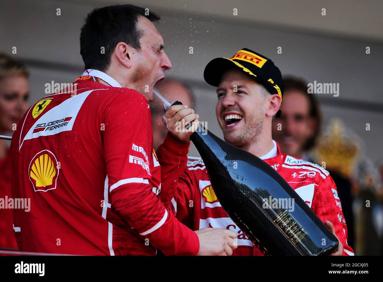 Ferrari celebrates on podium riccardo adami hi-res stock photography ...
