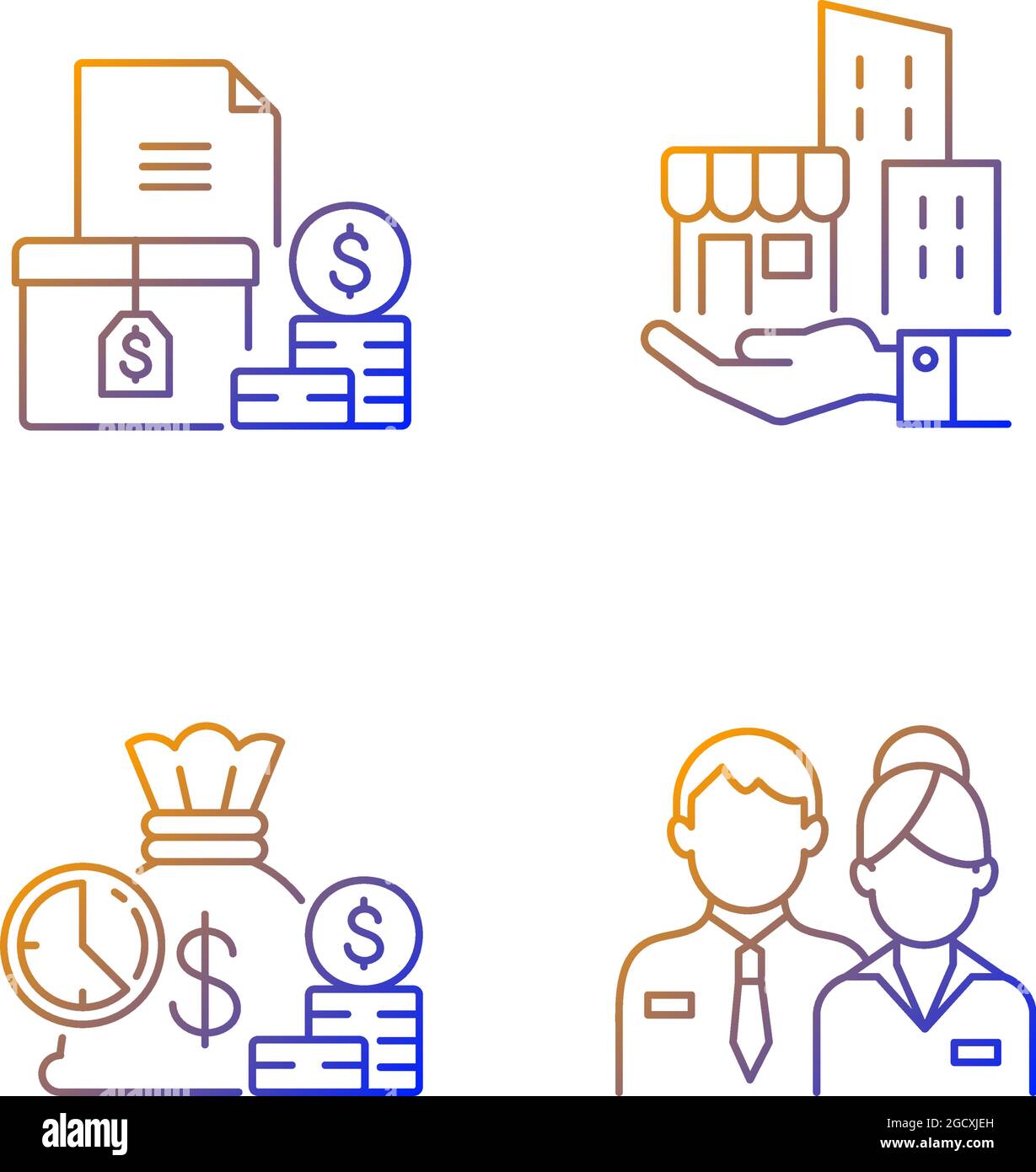 Building ownership gradient linear vector icons set Stock Vector Image ...