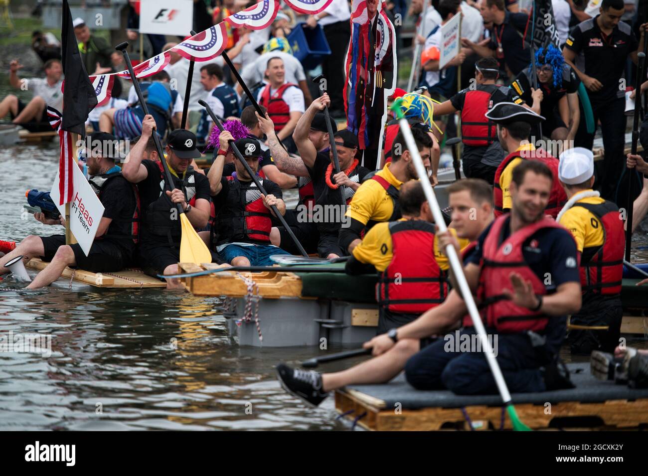 The teams line up at the start of the Formula One Raft Race. Canadian ...