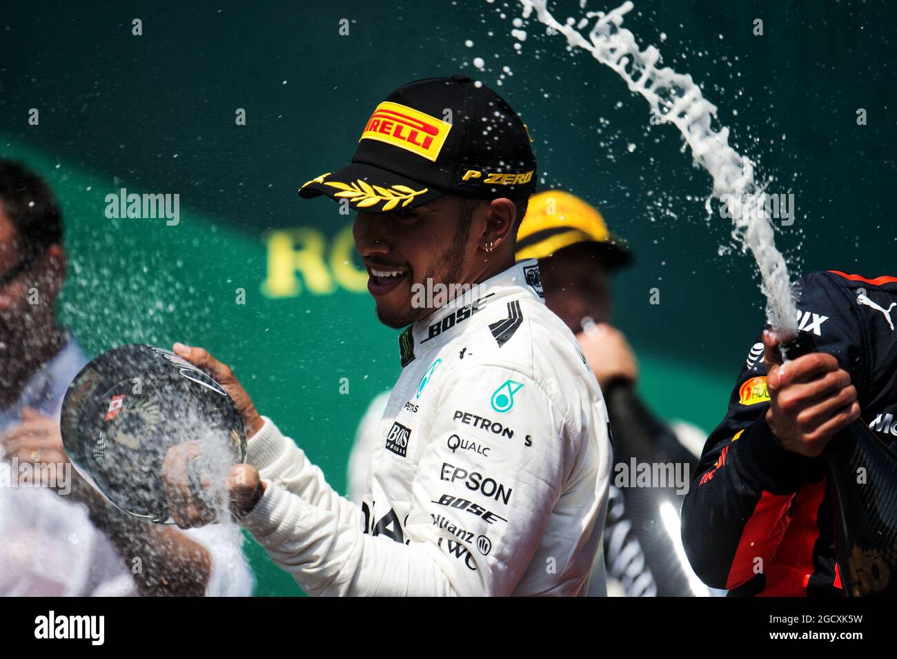 Race winner Lewis Hamilton (GBR) Mercedes AMG F1 celebrates with the ...