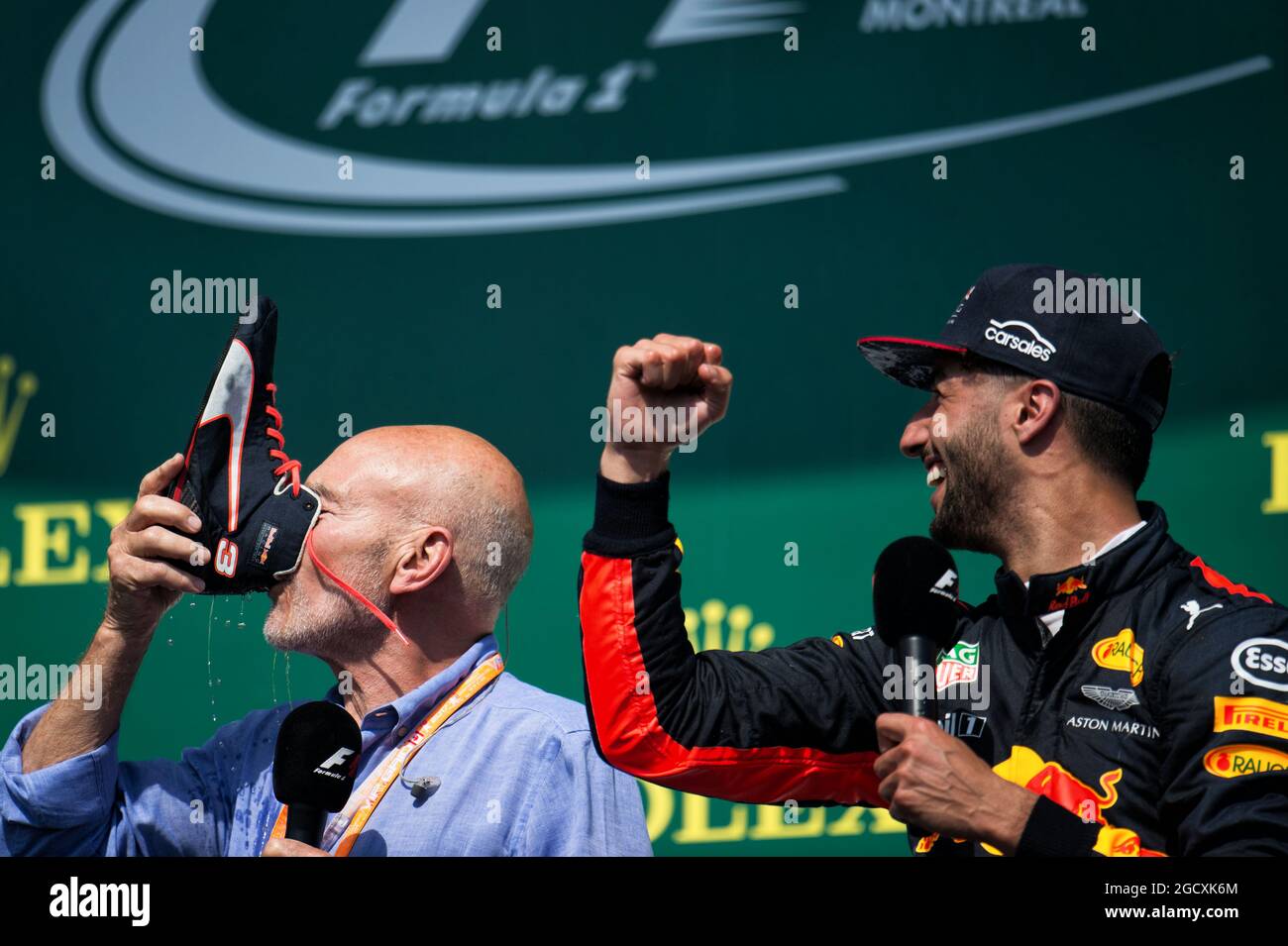 Daniel Ricciardo (AUS) Red Bull Racing celebrates his third position on ...