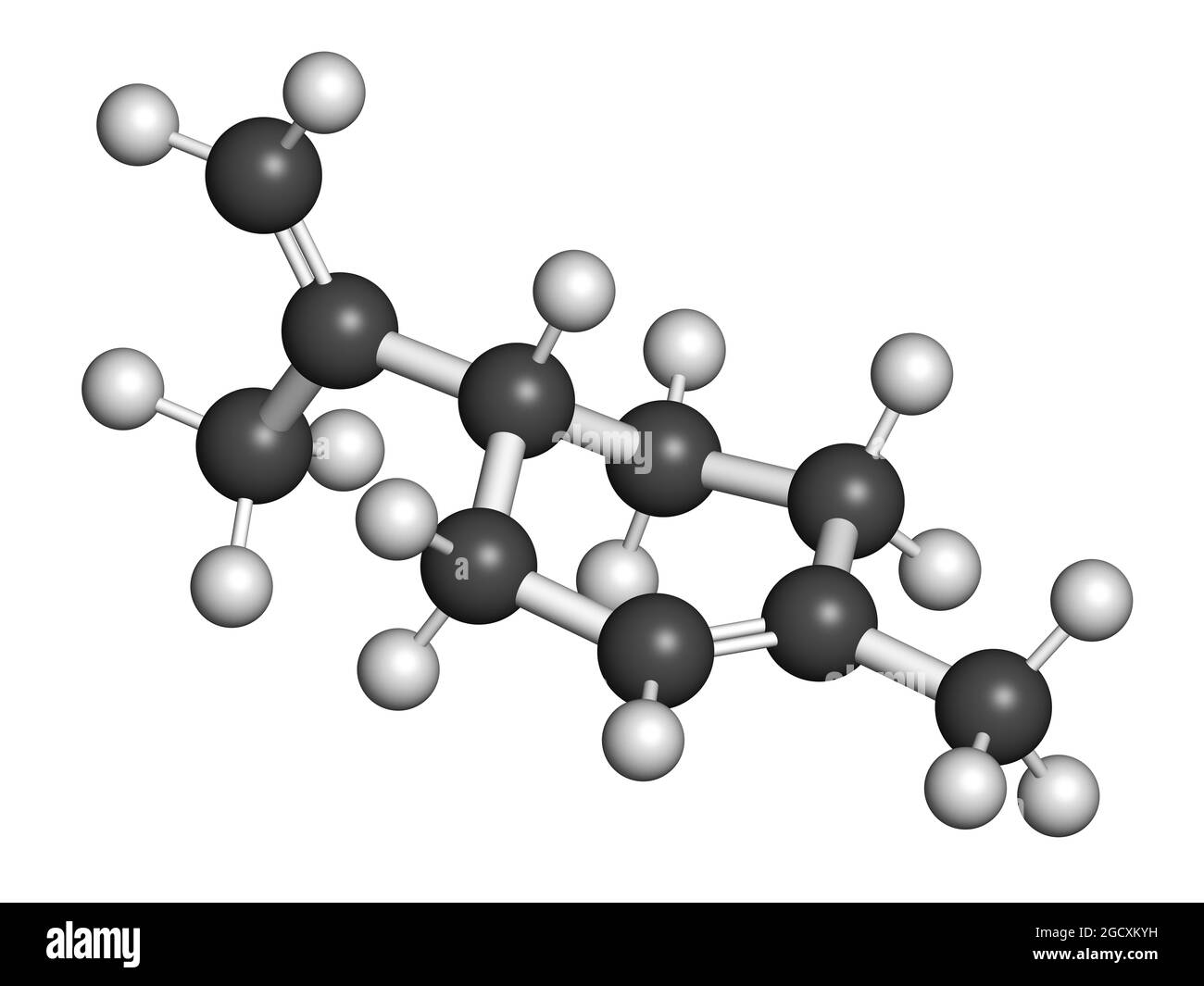Limonene (D-limonene) citrus scent molecule. 3D rendering Stock Photo ...