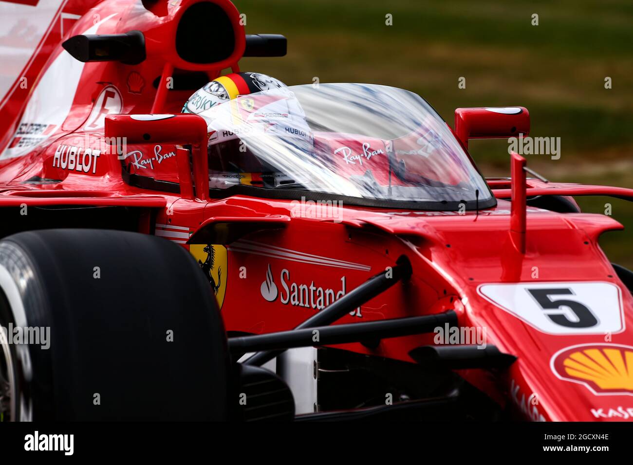 Sebastian Vettel (GER) Ferrari SF70H with the shield cockpit cover ...