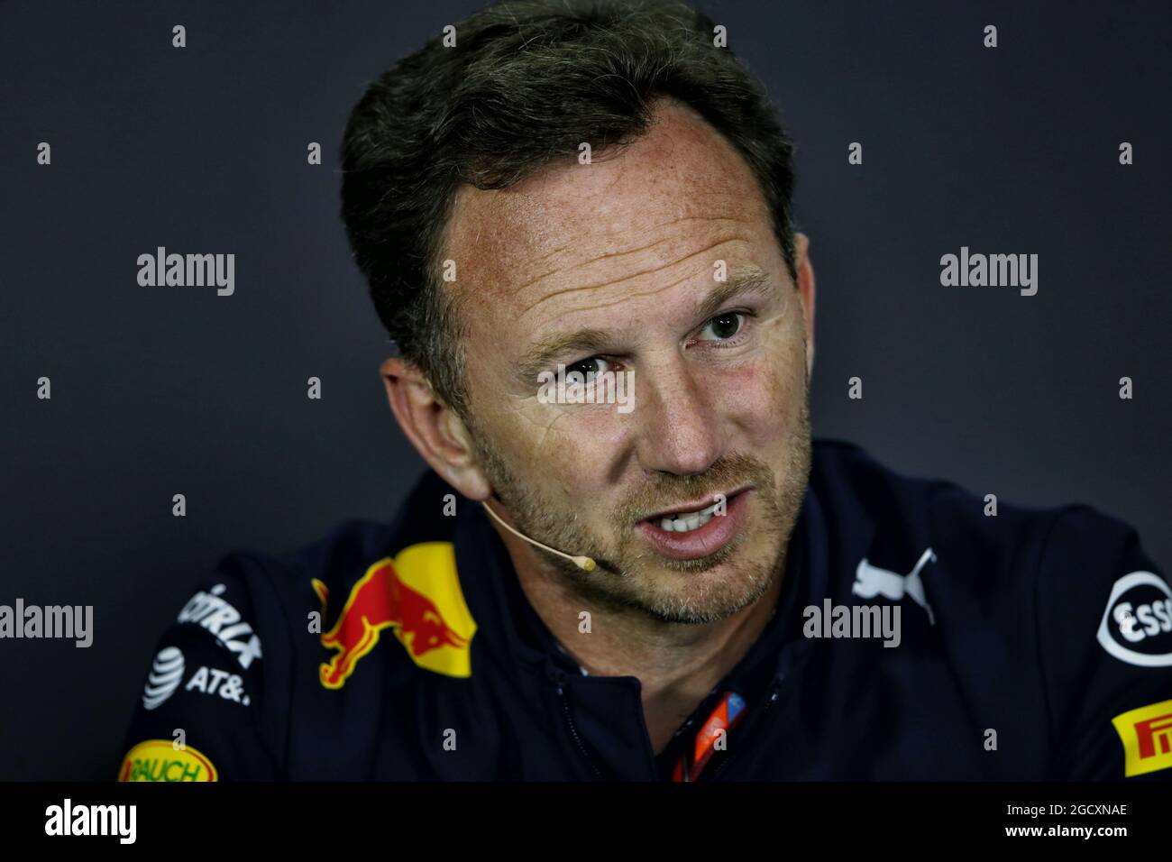 Christian Horner (GBR) Red Bull Racing Team Principal in the FIA Press Conference. British Grand ...