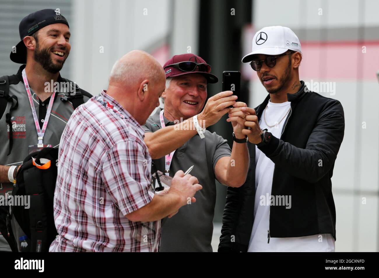 Lewis Hamilton (GBR) Mercedes AMG F1 with fans. British Grand Prix ...