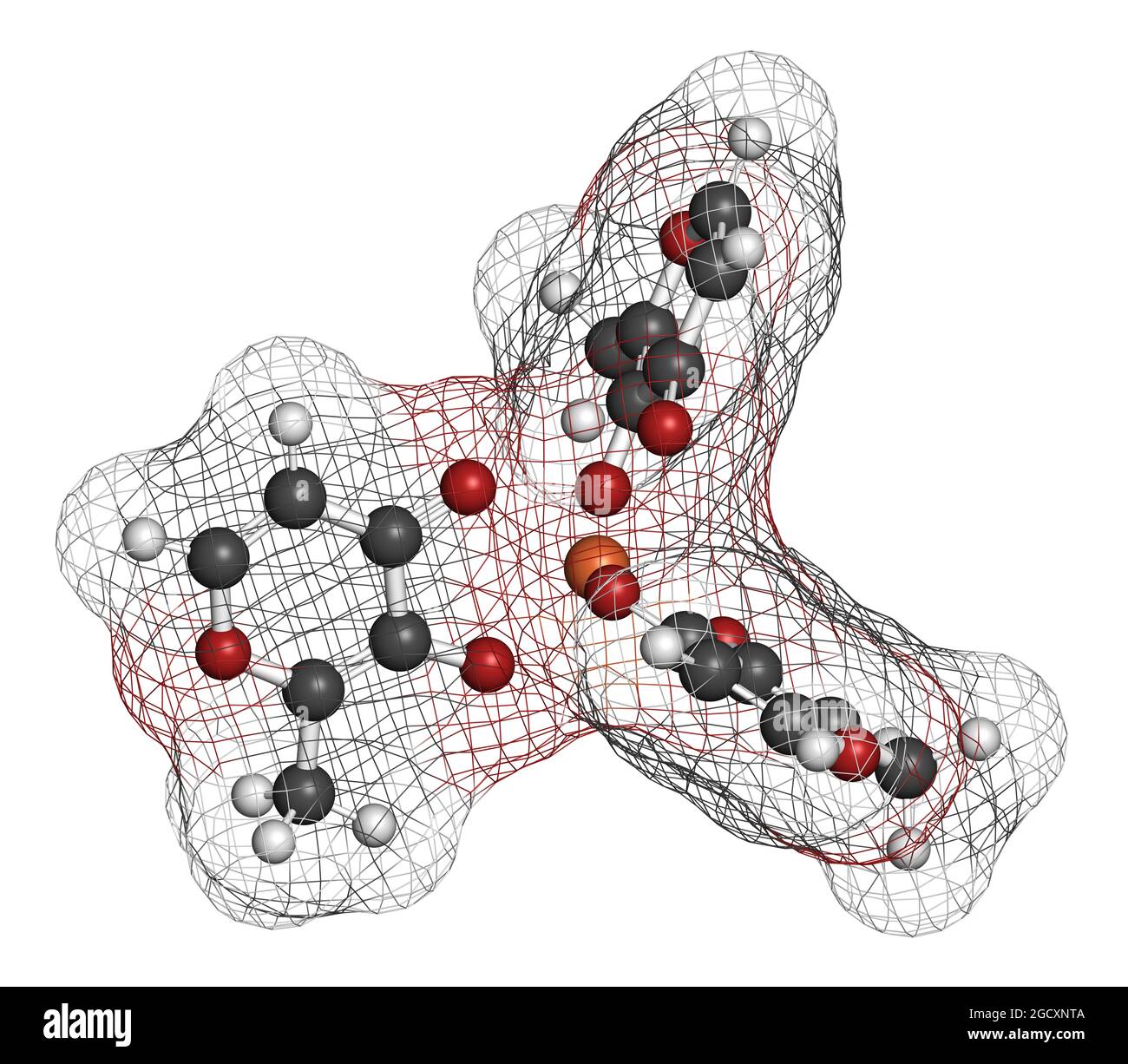 Ferric maltol iron deficiency drug molecule. 3D rendering Stock Photo ...