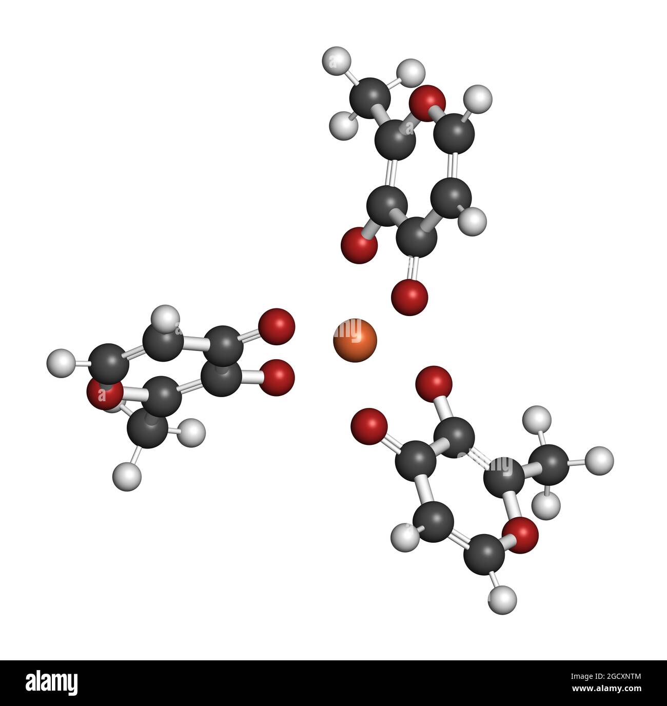 Ferric maltol iron deficiency drug molecule. 3D rendering Stock Photo ...