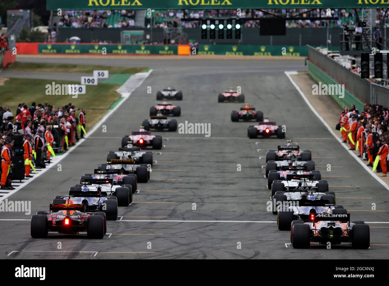 Fernando Alonso (ESP) McLaren MCL32 at the back of the grid on the ...