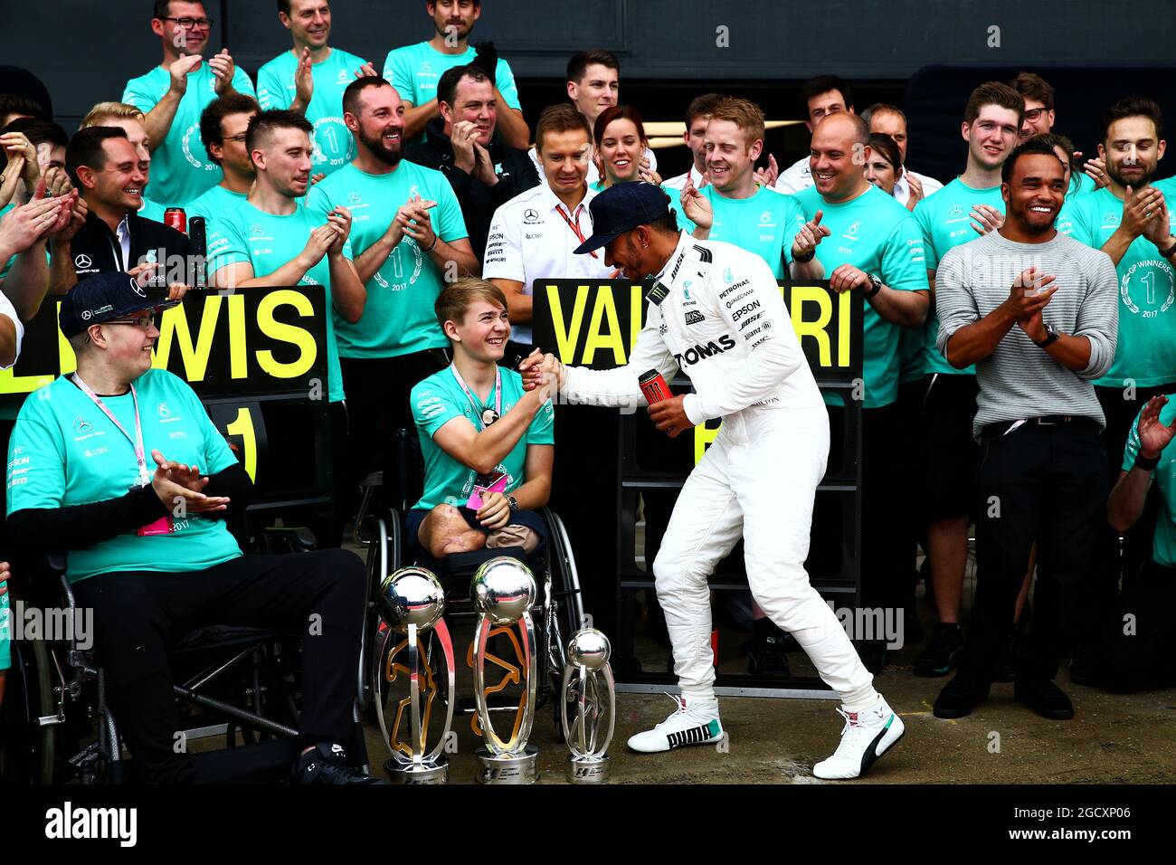 Race winner Lewis Hamilton (GBR) Mercedes AMG F1 celebrates with ...