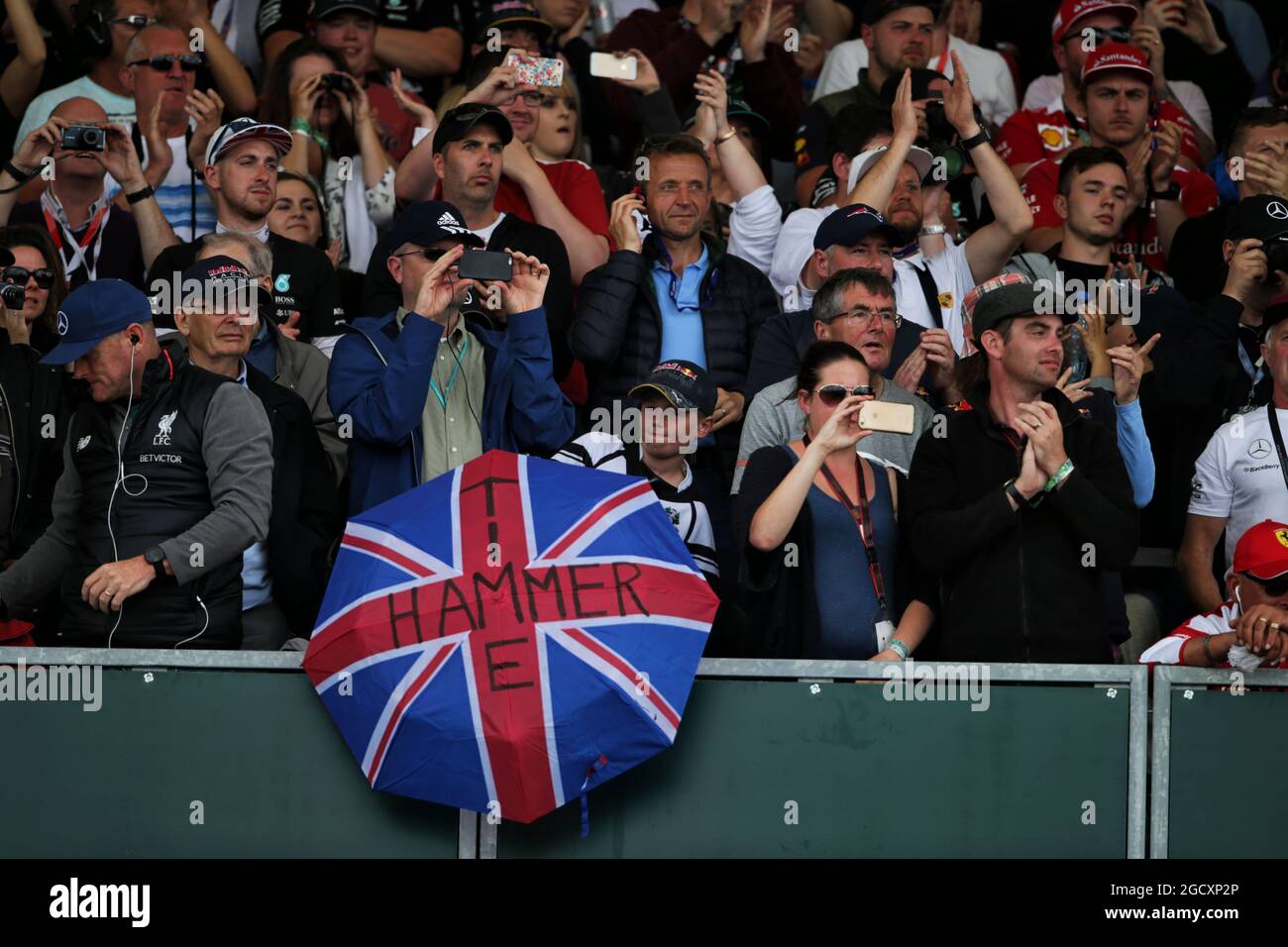 Fans in the grandstand. British Grand Prix, Sunday 16th July 2017 ...
