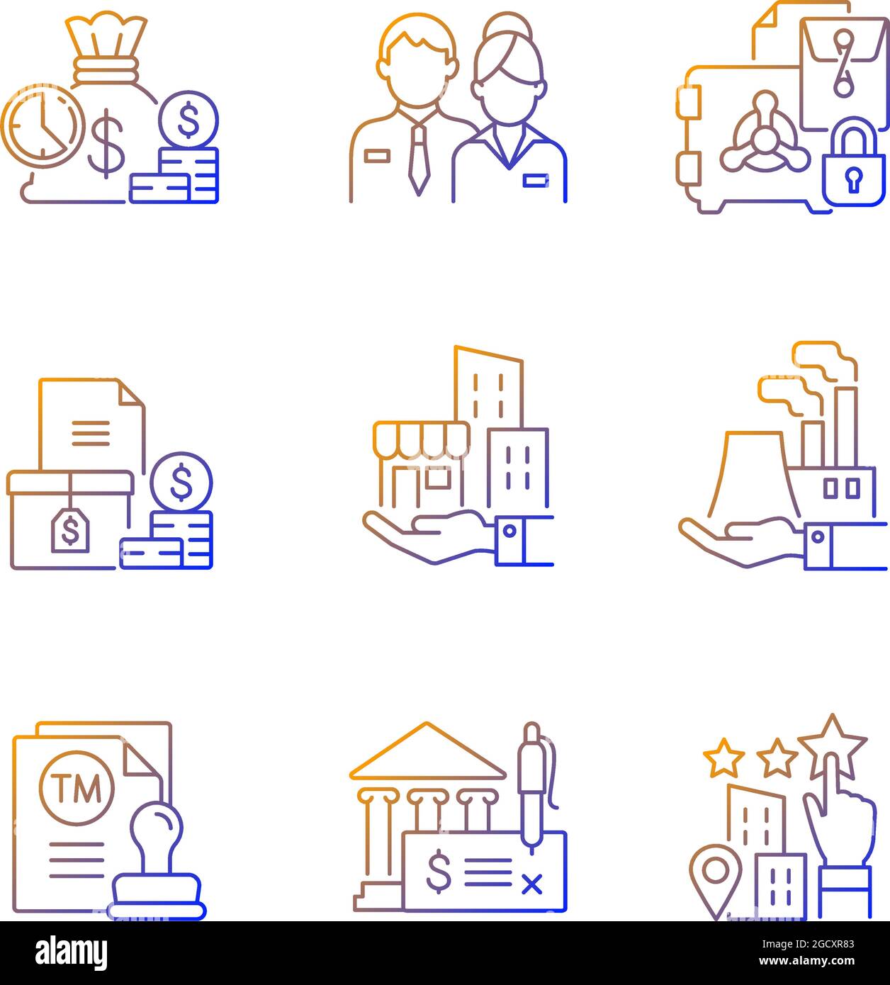 Business development gradient linear vector icons set Stock Vector ...