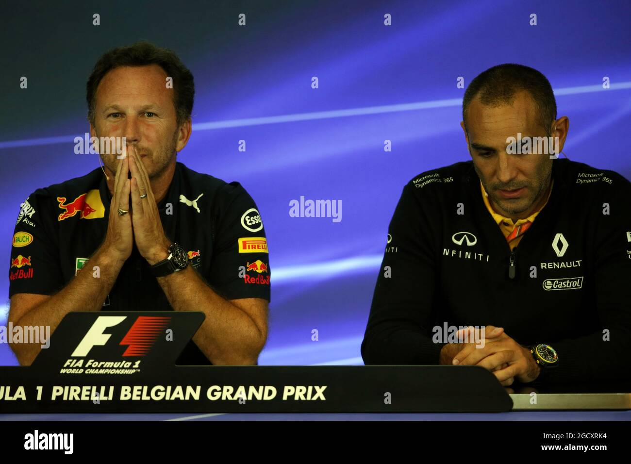 (L to R): Christian Horner (GBR) Red Bull Racing Team Principal and ...